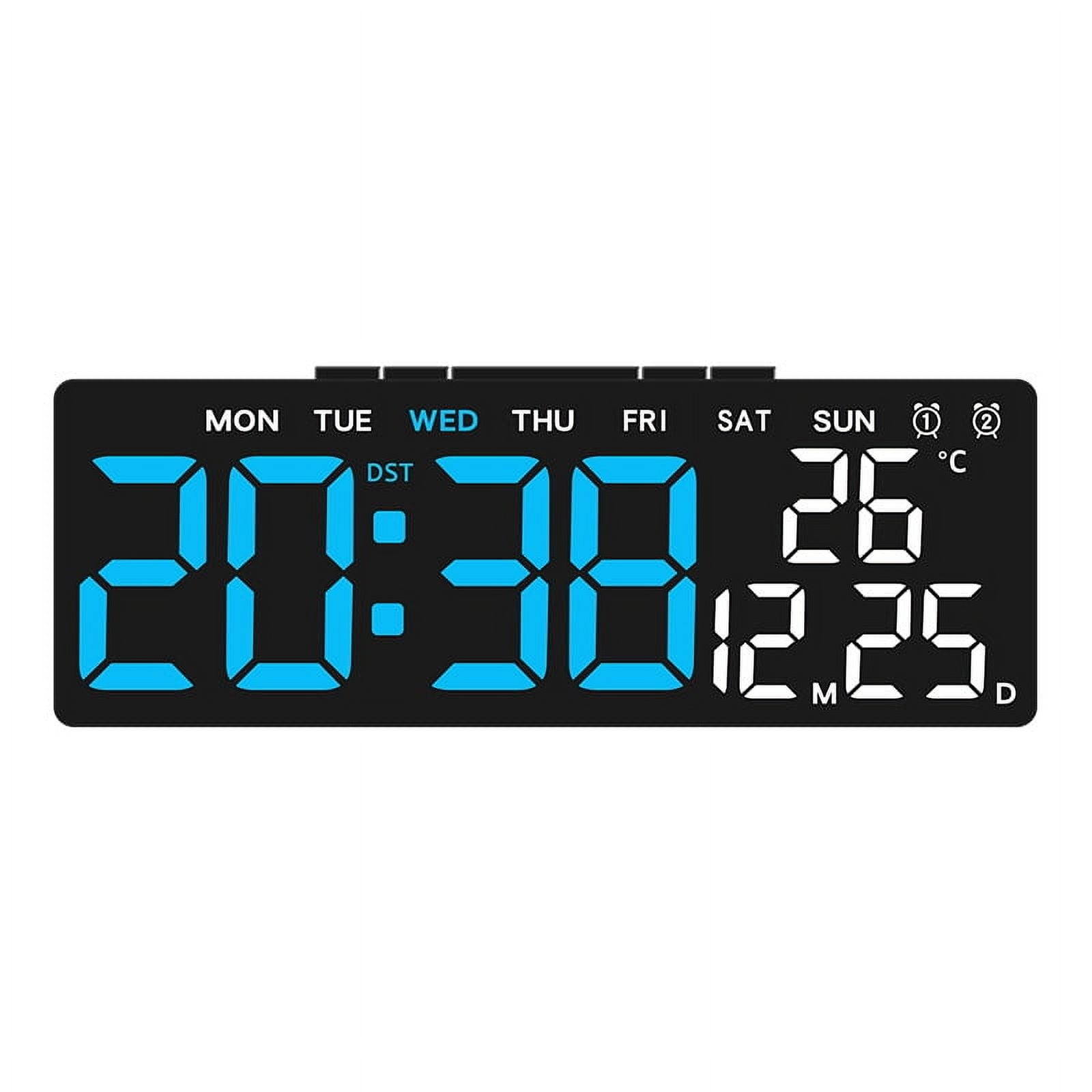 USB Powered Digital Alarm Clock TEMP Date Week Dual Alarm Timing ...