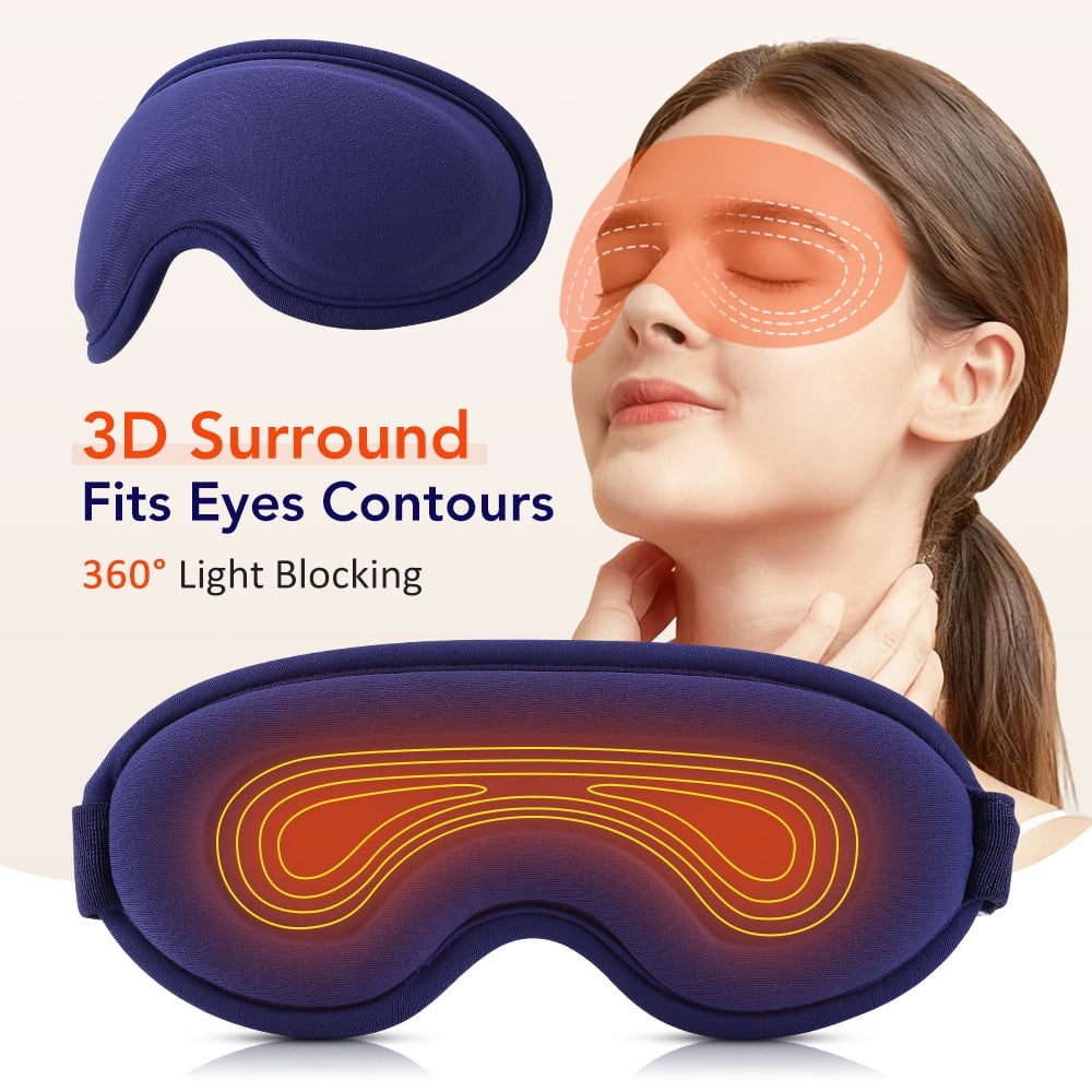 USB-Powered Heated Eye Mask with Massage - 5 Temp Settings, 6 Vibration ...