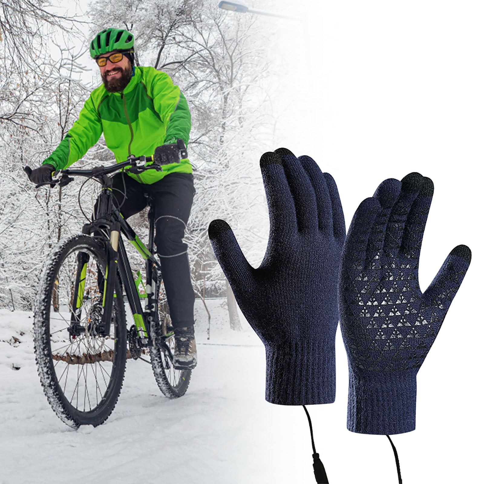 USB Powered Heated Knitted Gloves for Winter Cycling Screen Use Cold ...