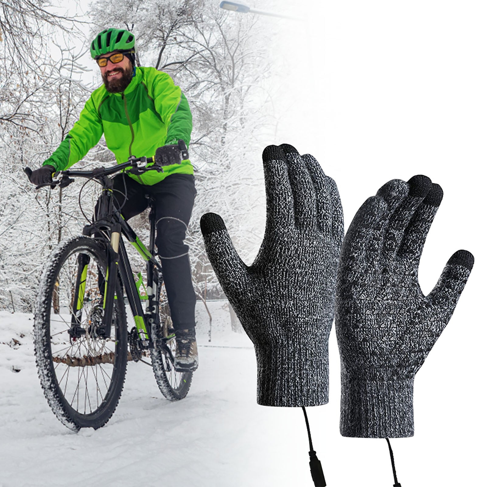 USB Powered Heated Knitted Gloves for Winter Cycling Screen Use Cold ...