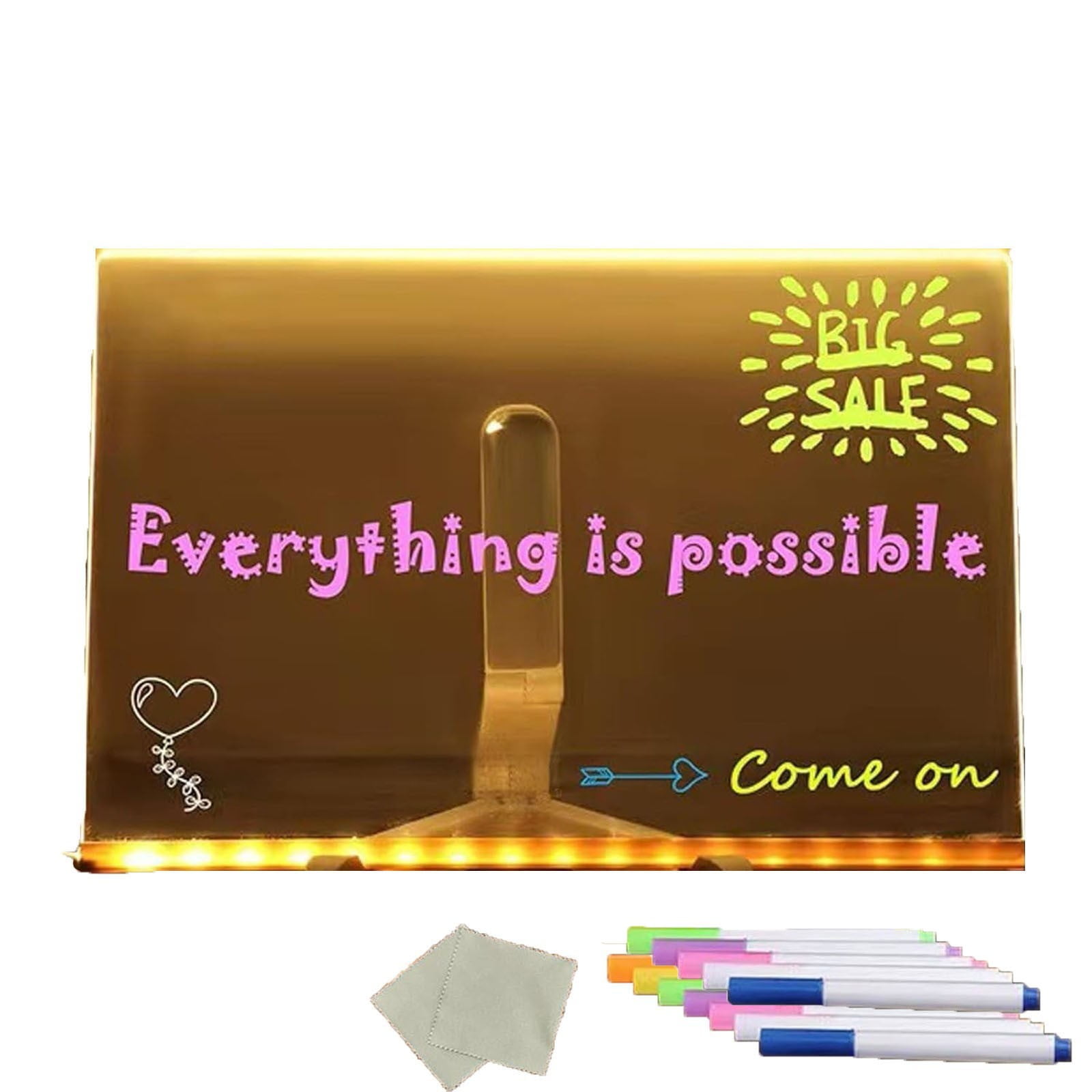 USB Powered LED Light Up Drawing Board Transparent Glow Writing Message ...
