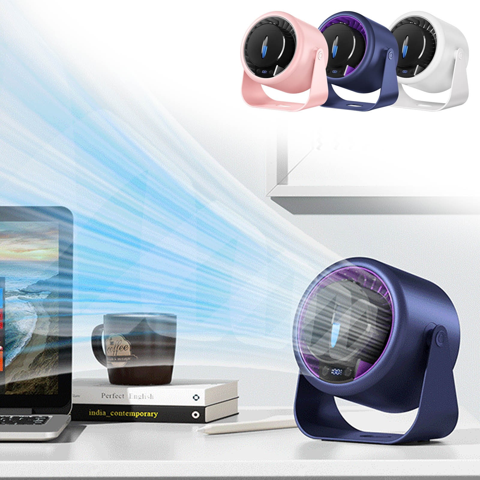 USB Powered Mini Fan, Digital Display Air Circulator, Portable ...
