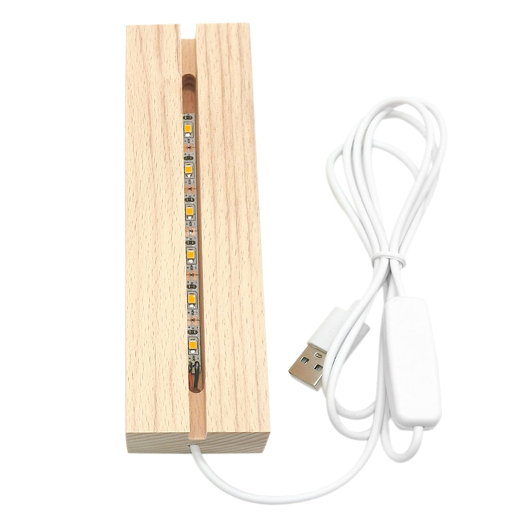 USB Powered Night Light Beech Wood Material LED Luminous Bases DIY ...