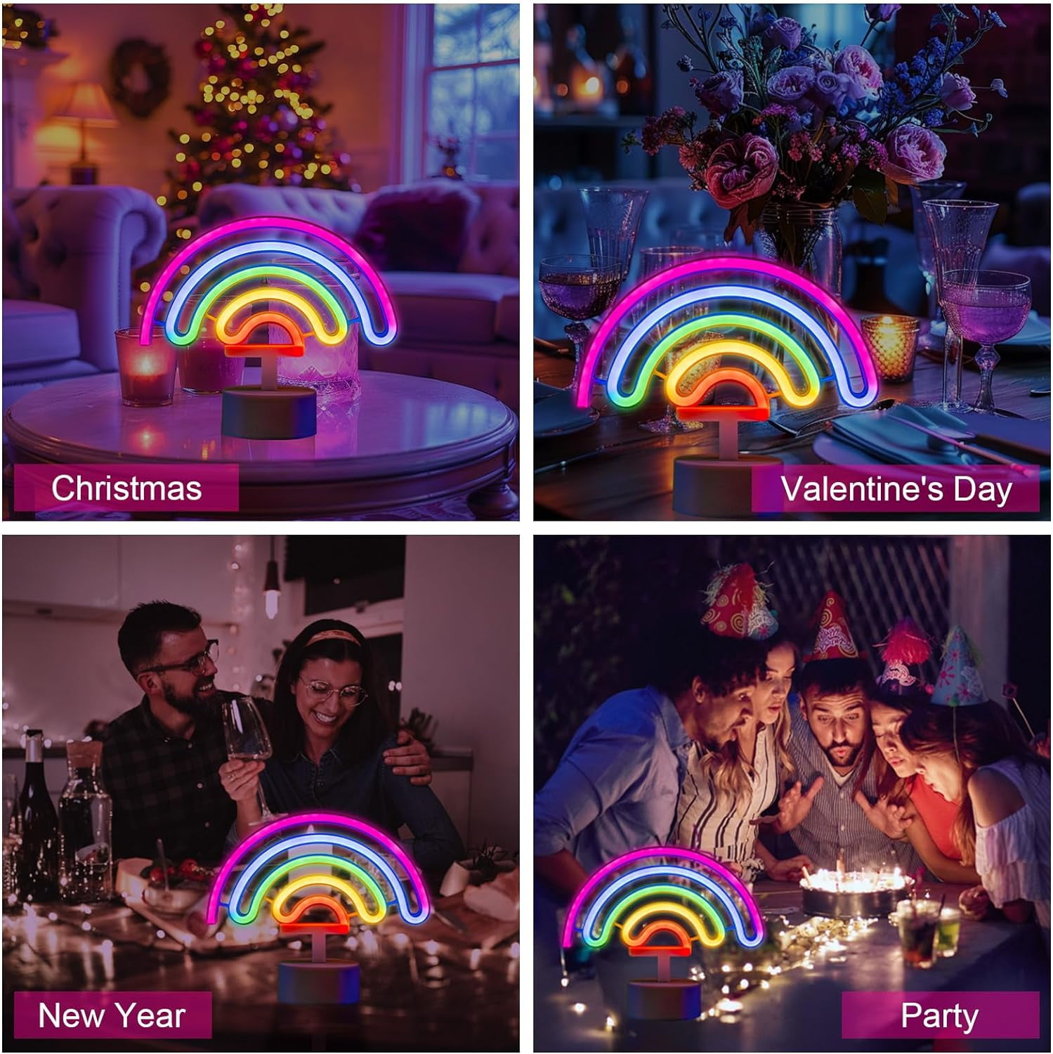 USB Powered Rainbow Neon Light, Bedroom and Living Room Neon Sign Decor ...