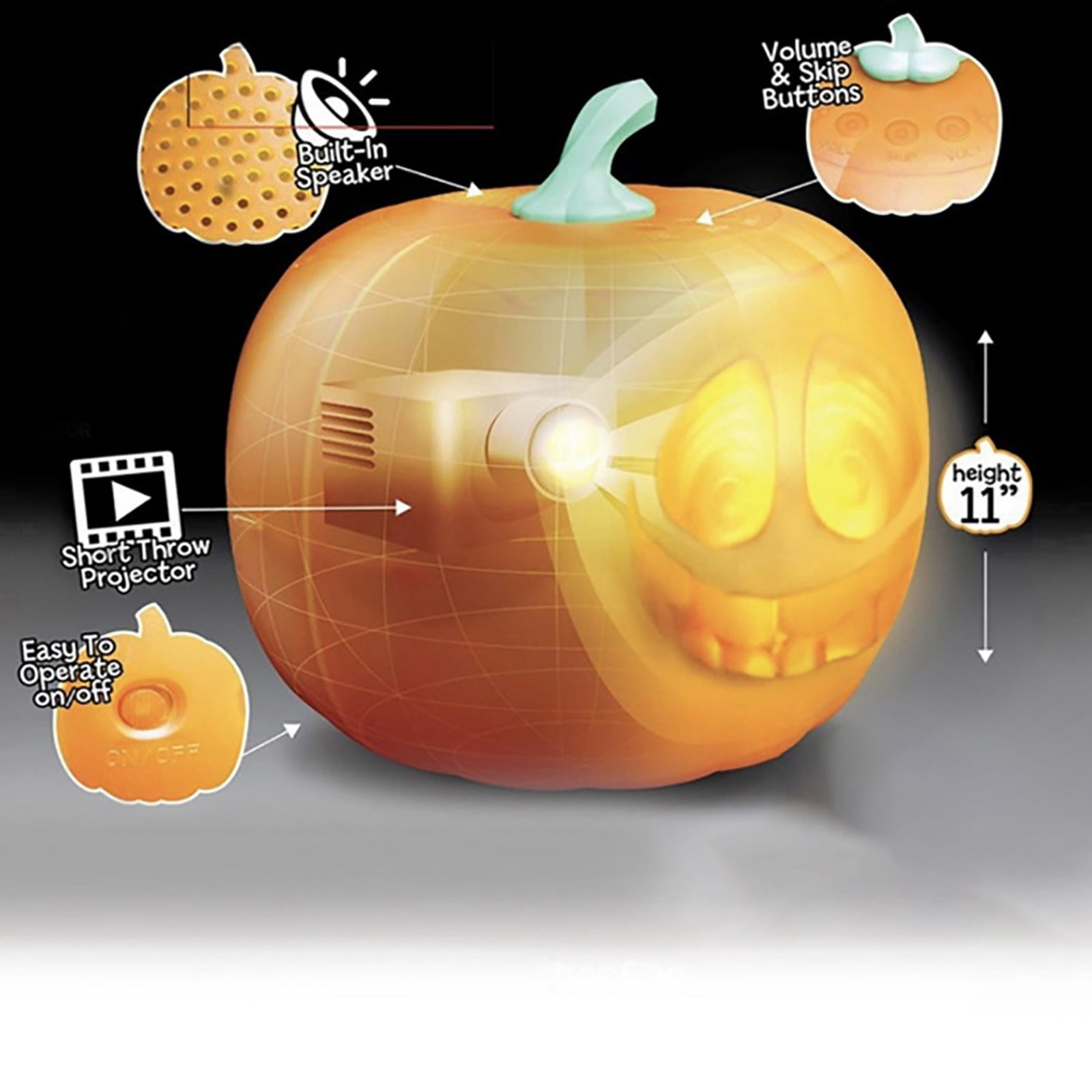 USB-Powered Talking Animated Halloween Pumpkin With Projector & Speaker ...