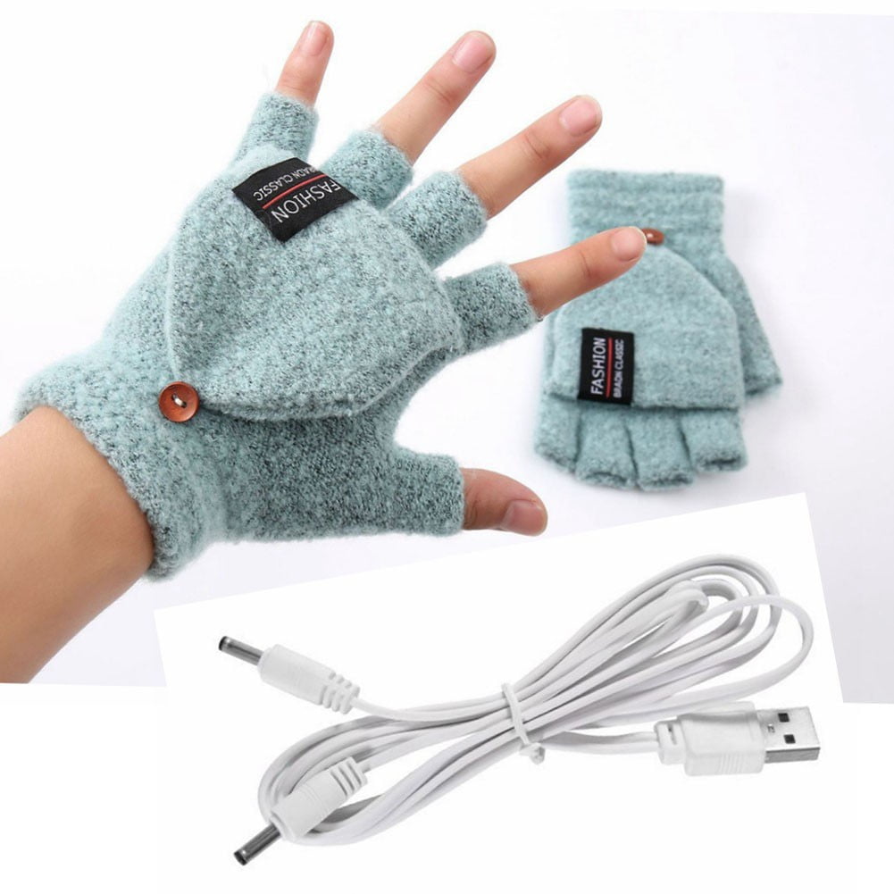USB Powered Winter Electric Mitten Heated Gloves Full&Half Finger ...