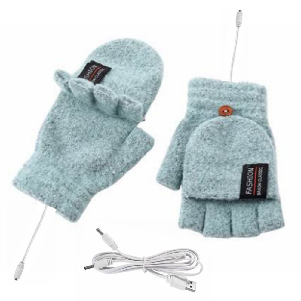USB Powered Winter Electric Mitten Heated Gloves Full&Half Finger ...