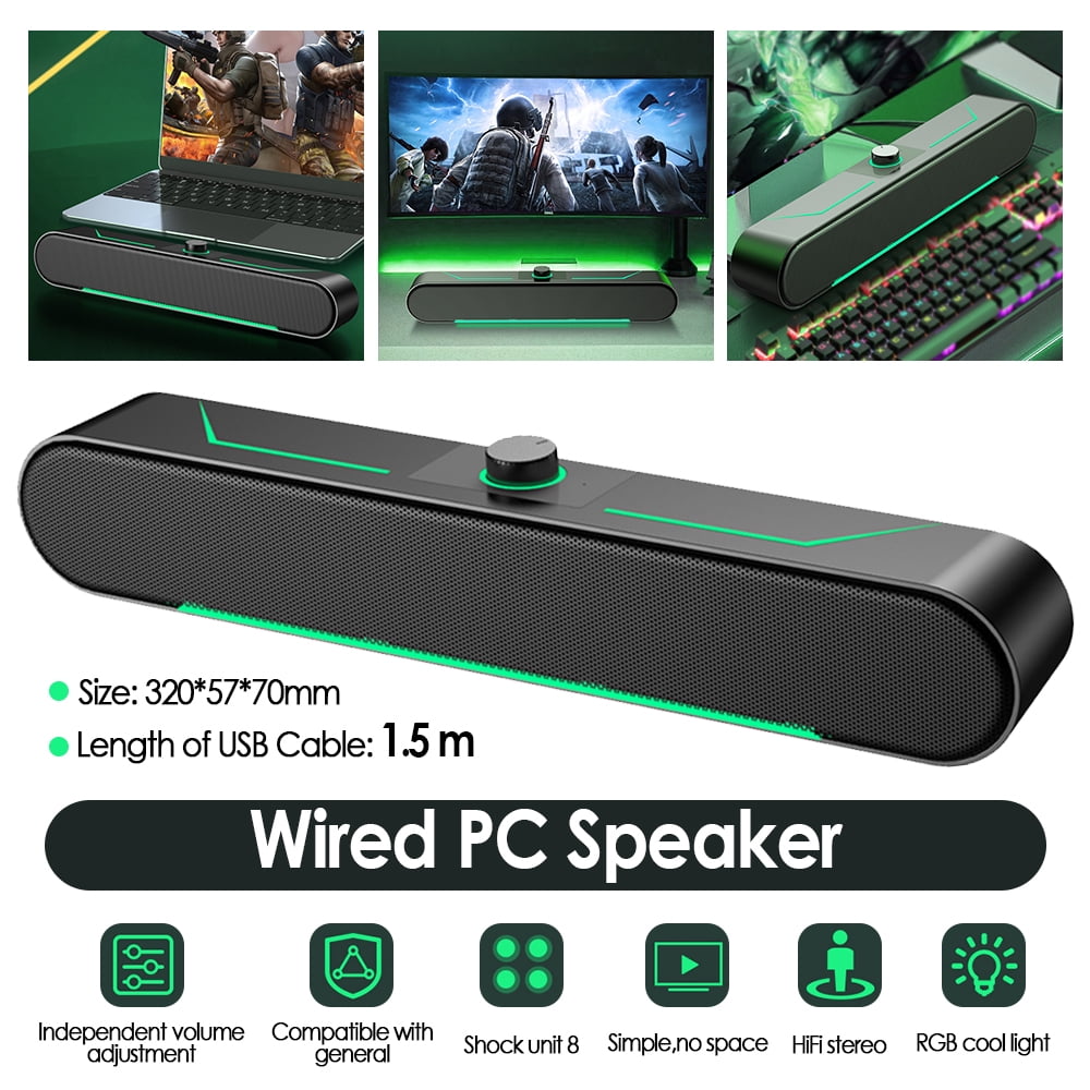 USB Powered Wired PC Speakers, LED Light Computer Speakers with Knob ...