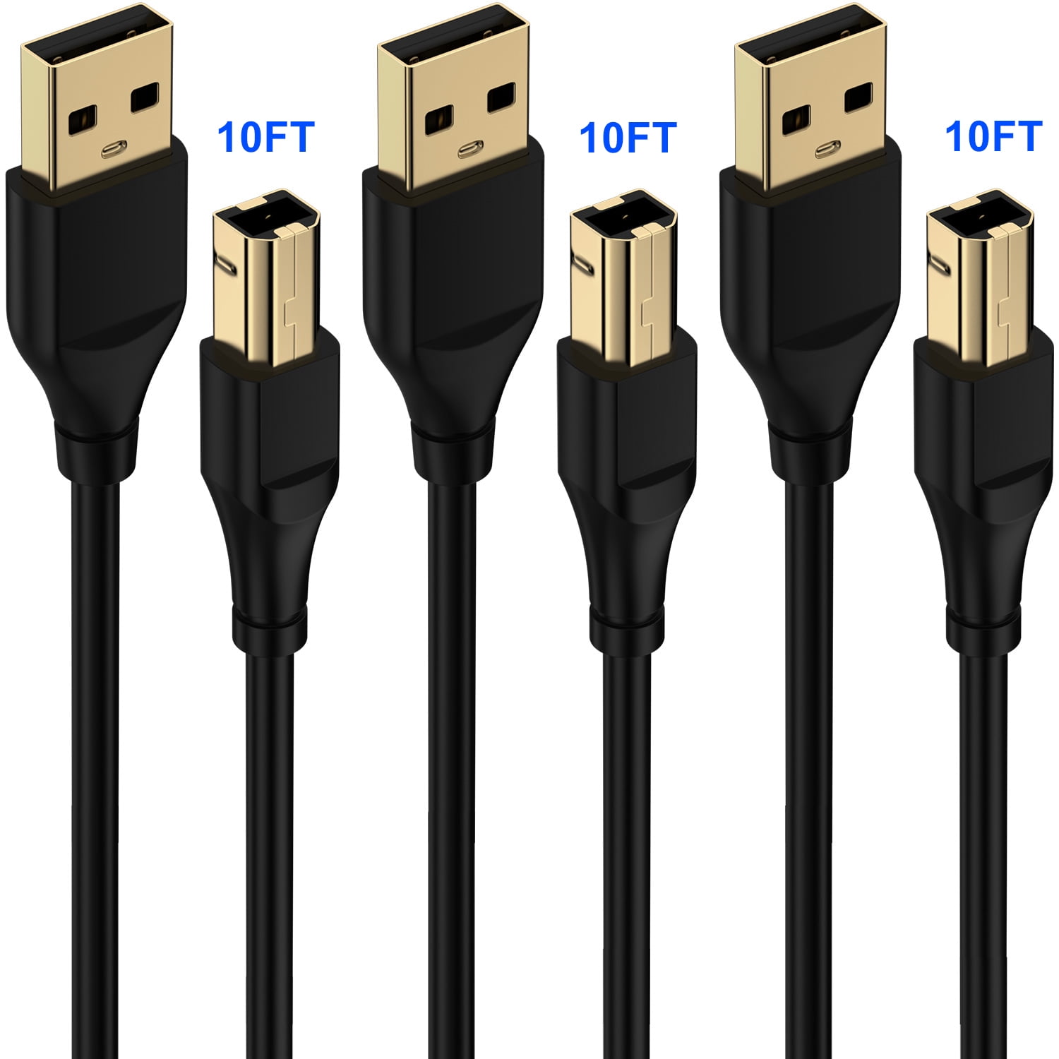 USB Printer Cable 10FT,3Pack USB A to USB B Printer Cable to Computer ...
