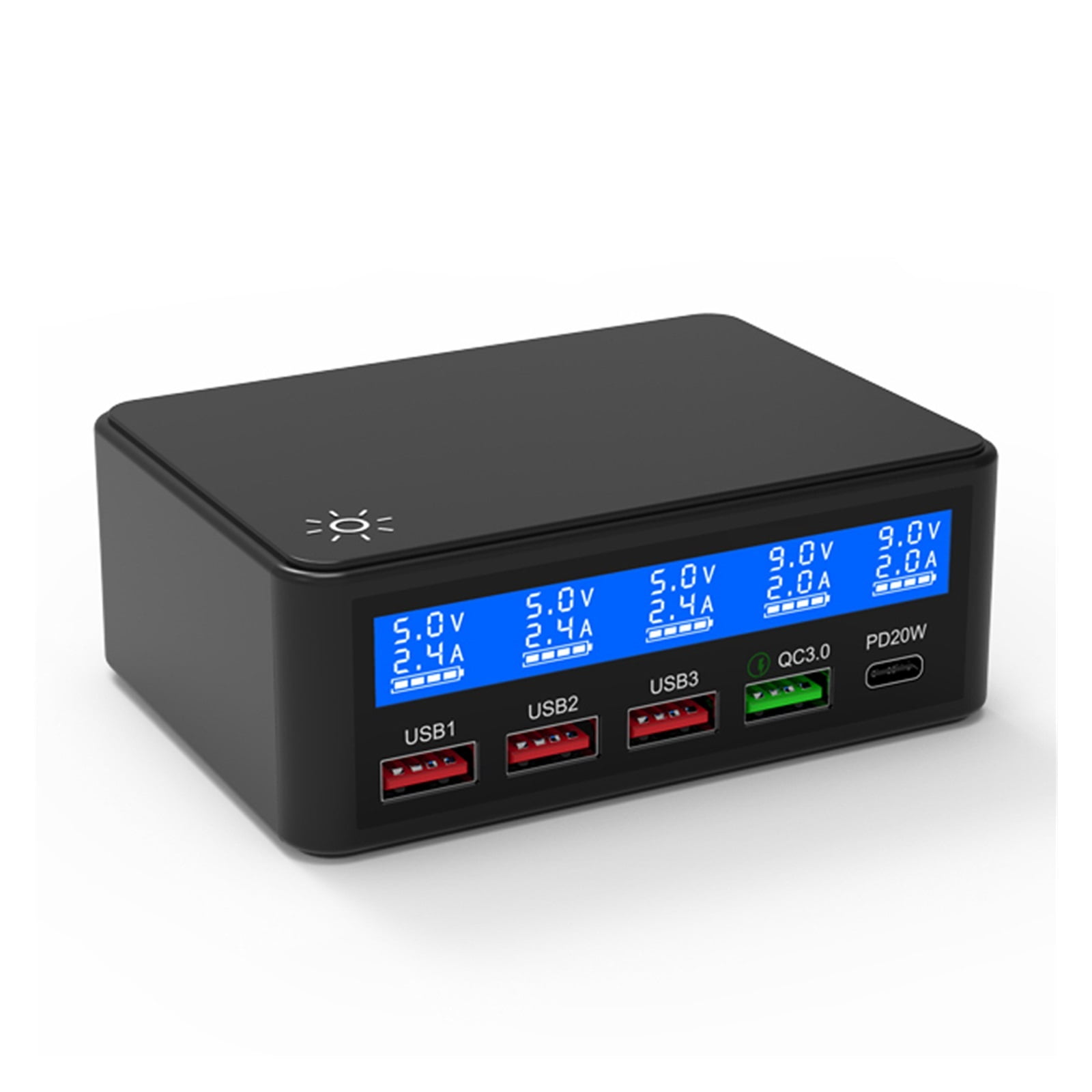 USB Quick Charger 40W 5-Port LED Display Quick Charge 3.0 Desktop ...