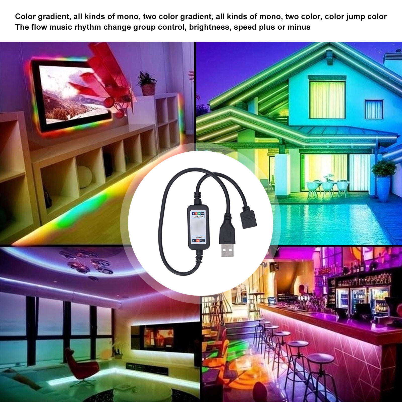 USB RGB LED Strip Light Dimmer - Smart Phone Wireless Controller for 4 ...