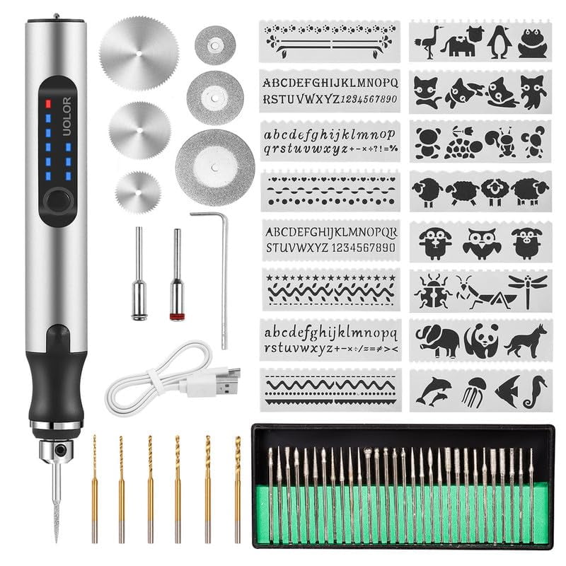 USB Rechargable Engraving Pen with 42 Bits, Mini Electric DIY Engraver ...