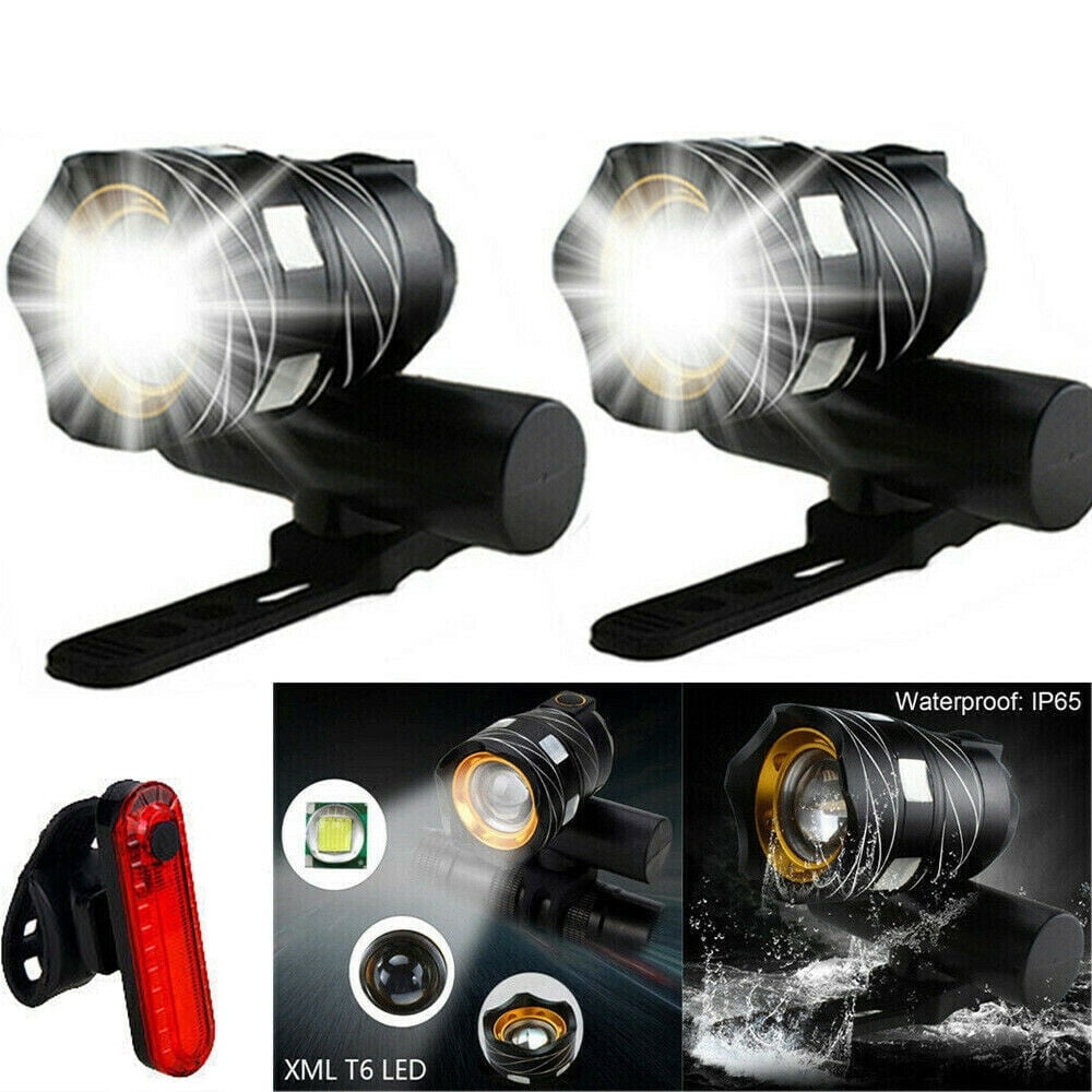 USB Rechargeable 2 x 15000LM LED MTB Bicycle Light Bike Rear Front ...
