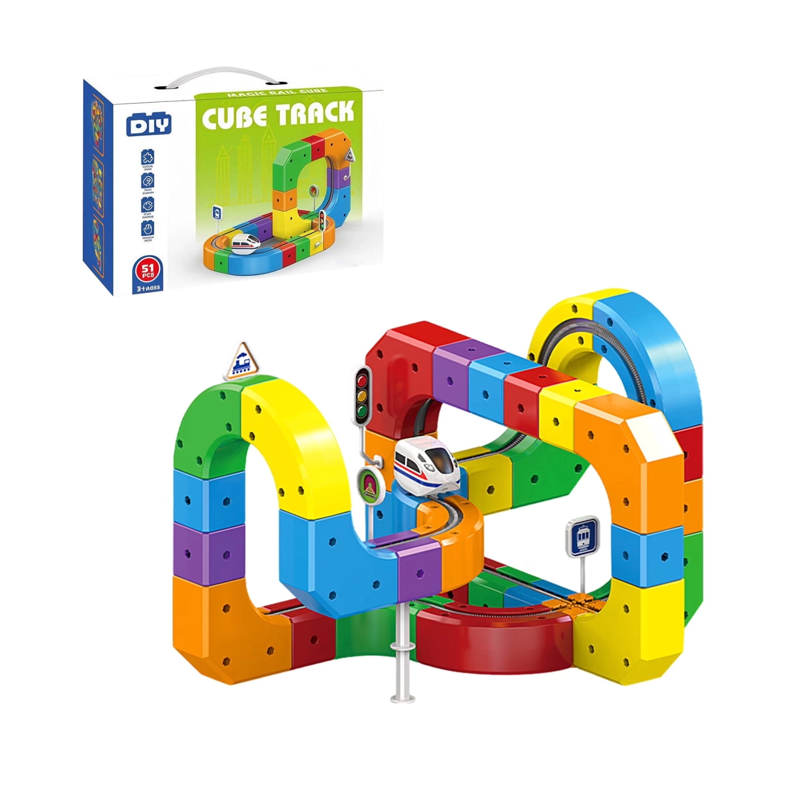 USB Rechargeable 3D Building Track (81pcs) – Magical Track Train Cube ...