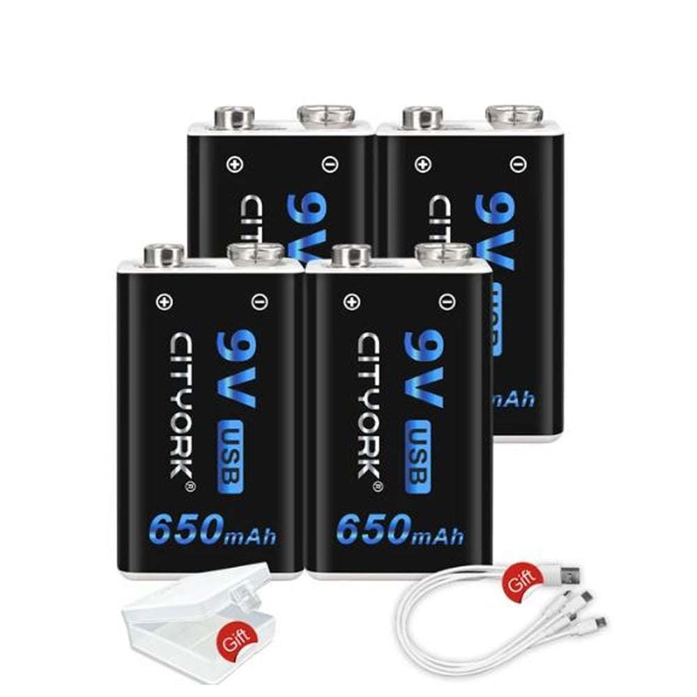 USB Rechargeable 9V Batteries Backup Replacement Square Battery Power ...