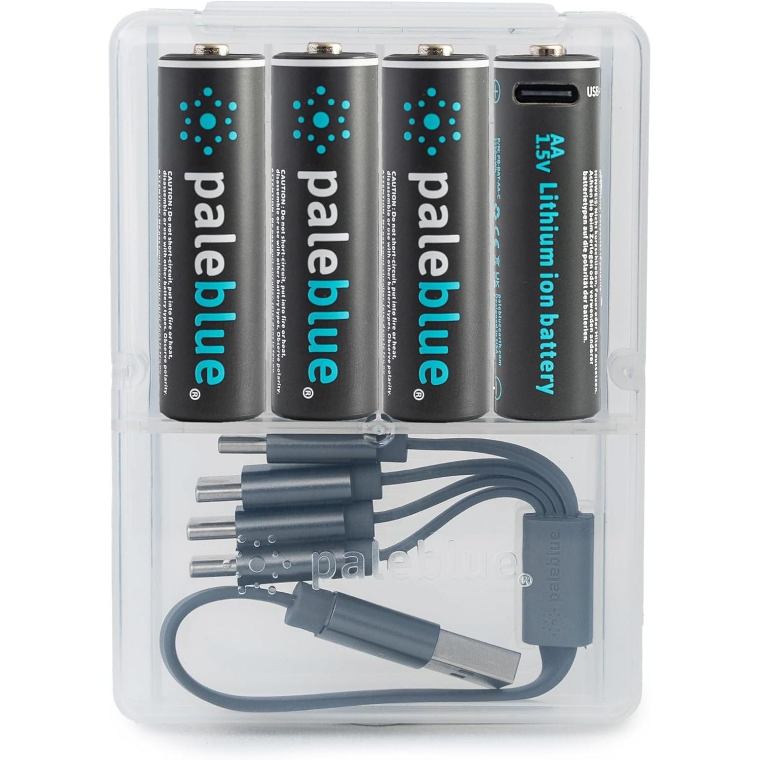 USB Rechargeable AA Batteries by Pale Blue, Lithium Ion 1.5v 1700 mAh ...
