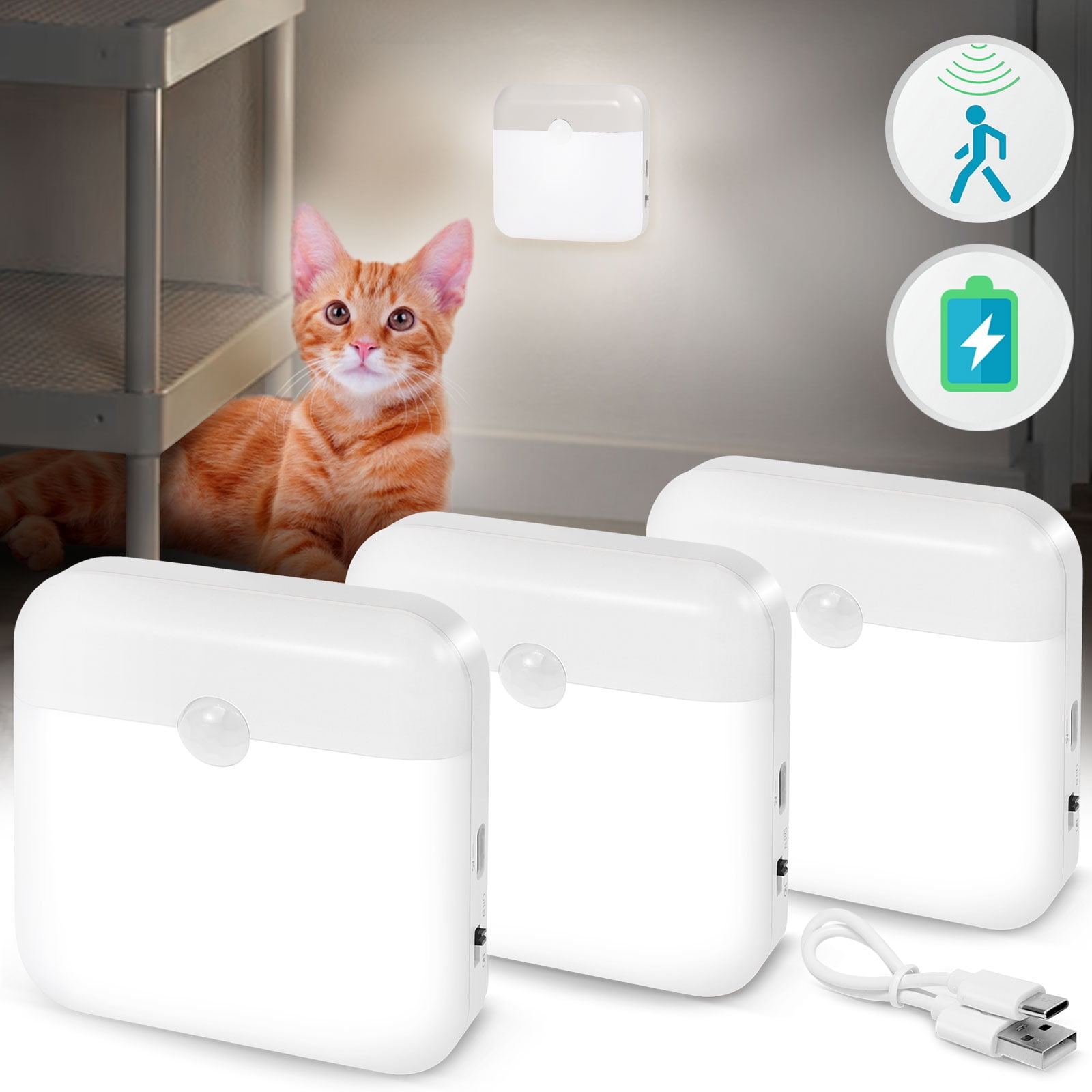 Lapa Life Mini Motion USB Rechargeable Under Cabinet Lights, 6000K ...