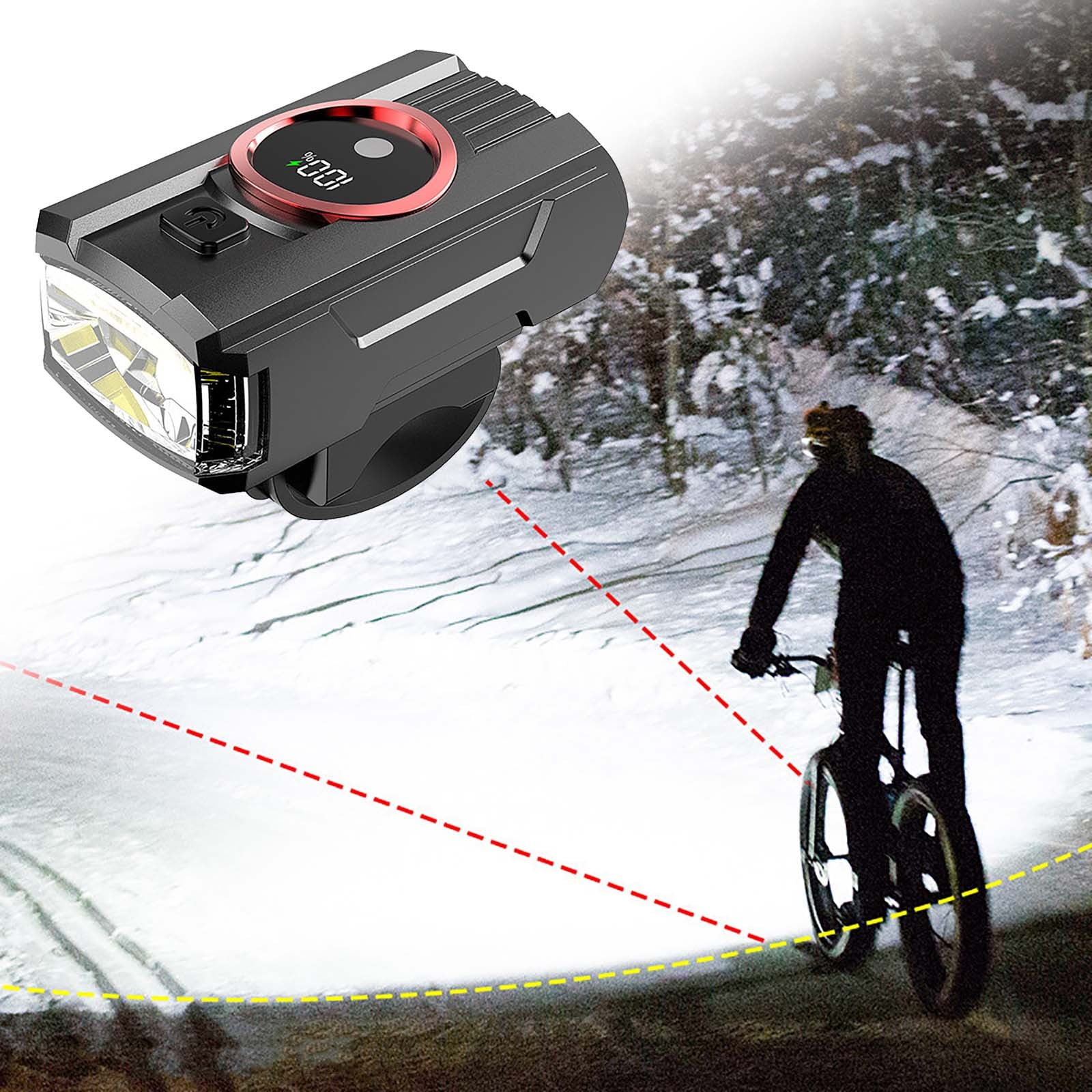 USB Rechargeable Bicycle Headlight with Smart Light Sensor, LCD Display ...