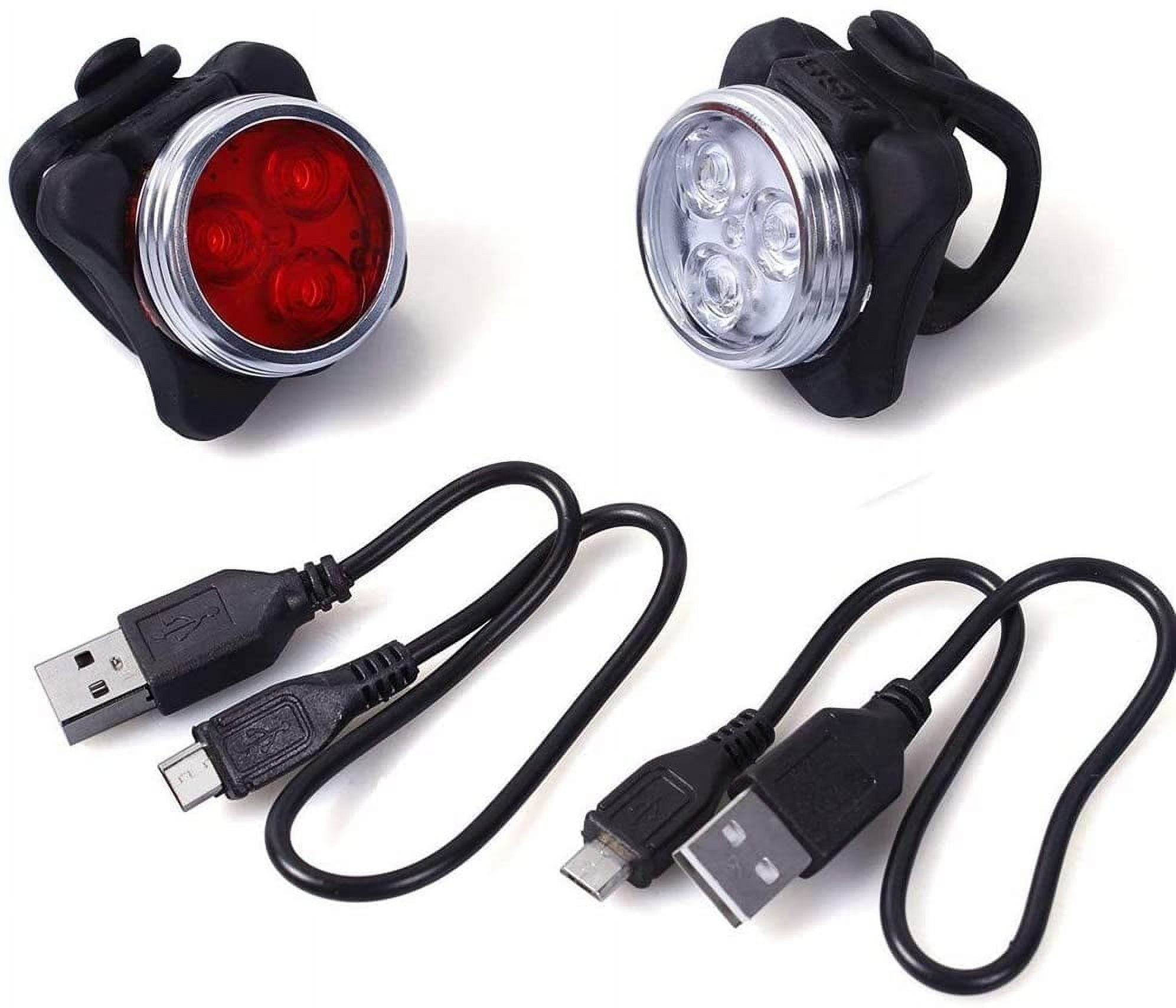 USB Rechargeable Bike Light Set LED Light 650mah 2 Light Mode Front ...