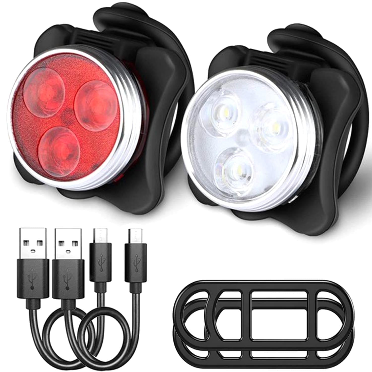 USB Rechargeable LED Bike Light Set with Front & Rear Light, 650mah ...