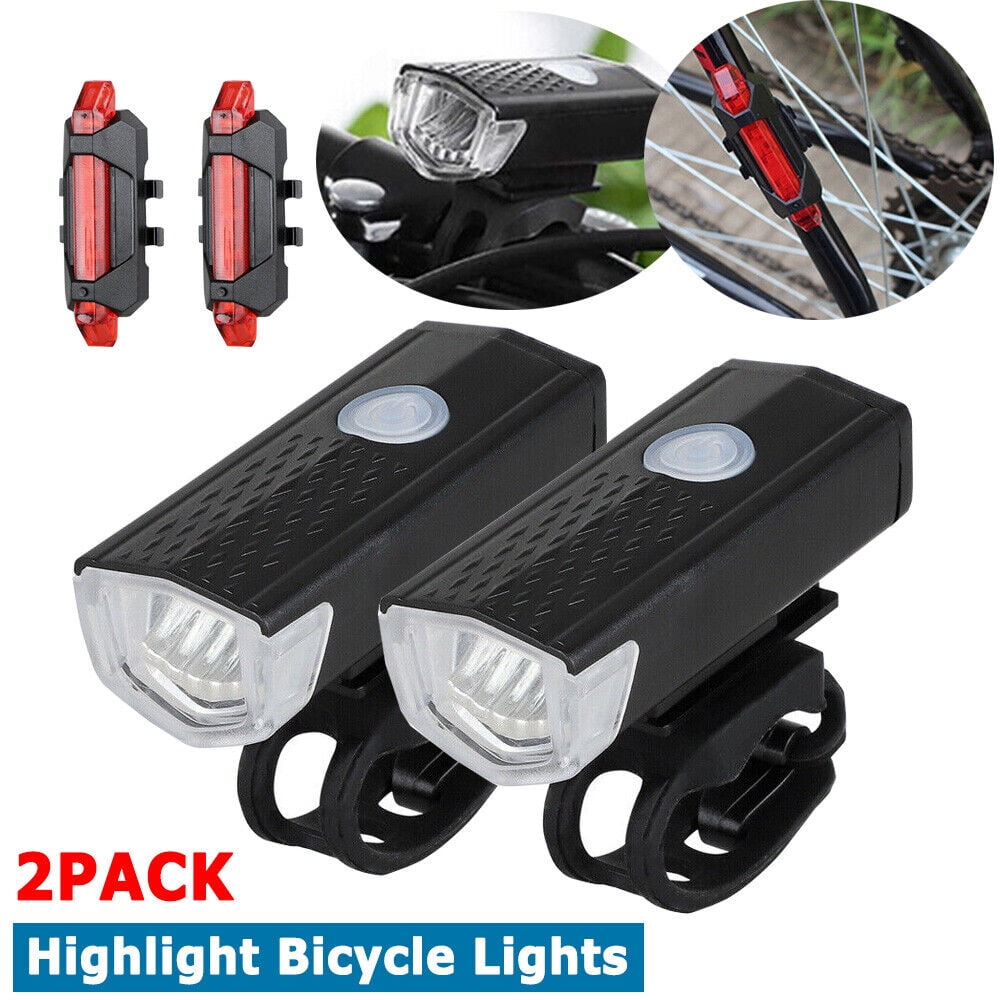 USB Rechargeable Bike Light, Set of 2 700LM Bicycle Bike Lights Accessories for Night Riding ...