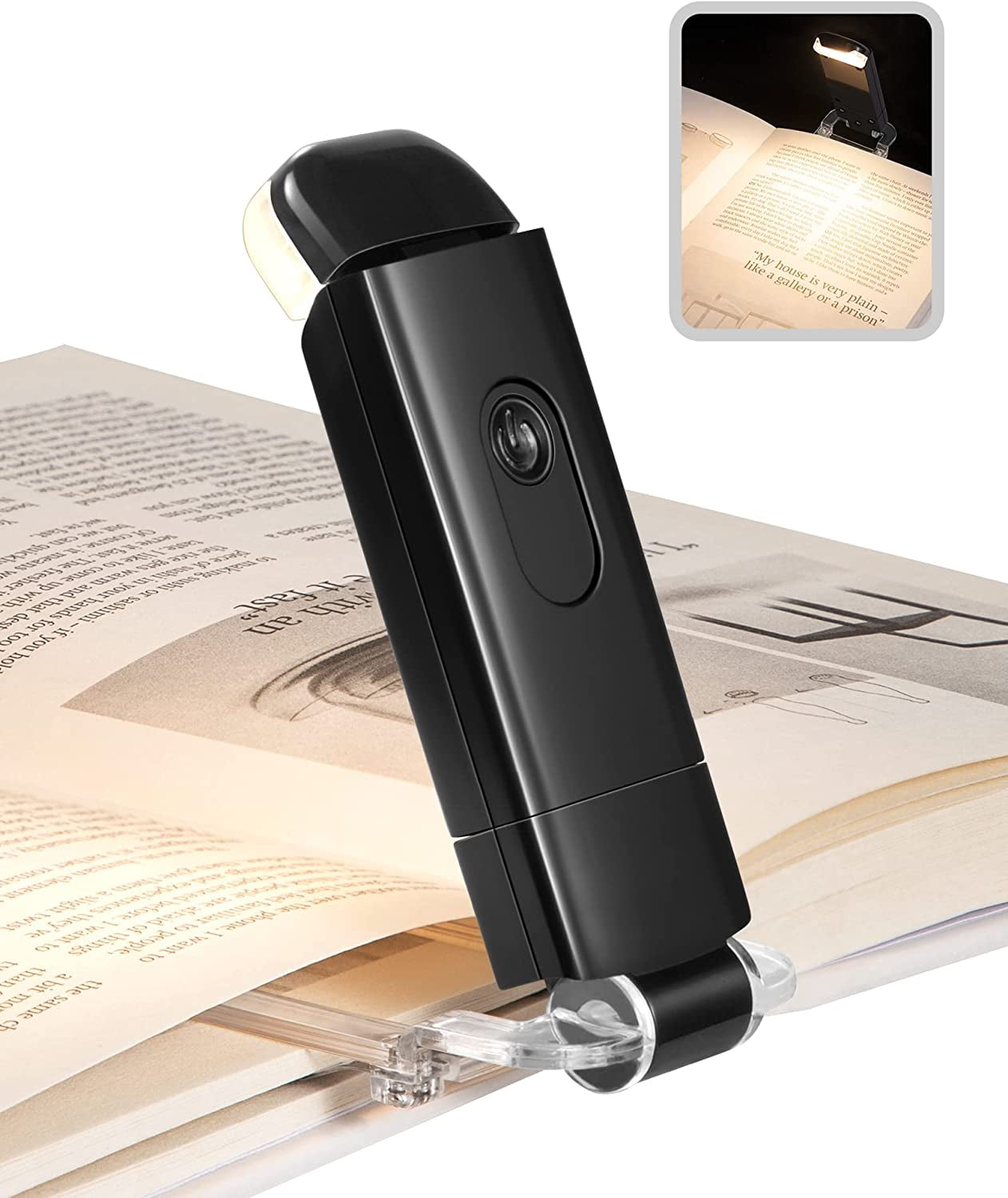 USB Rechargeable Book Light for Reading in Bed, Warm White, Brightness ...