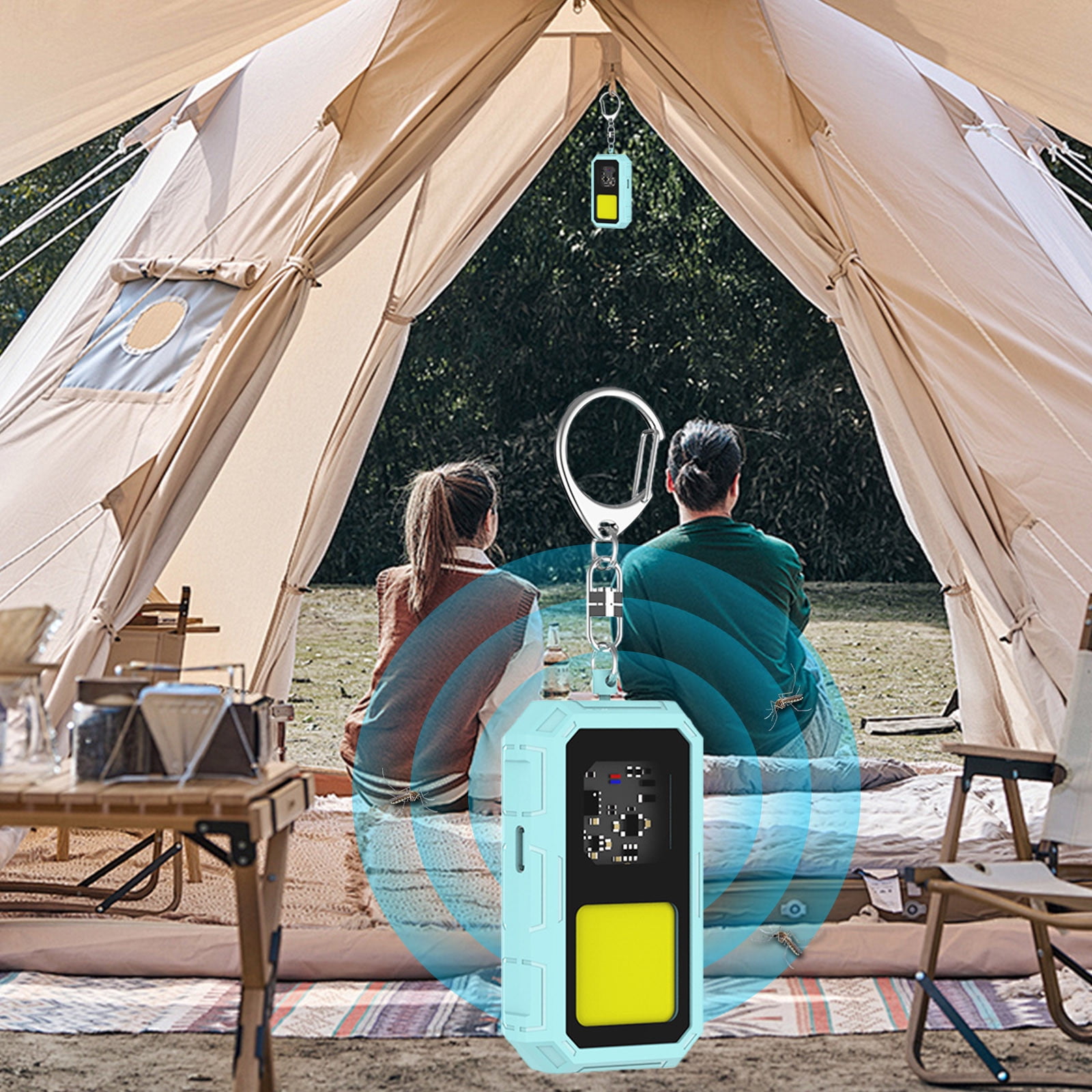 USB Rechargeable Clip-On Mosquito Repellent with LED Light, Ultrasonic ...