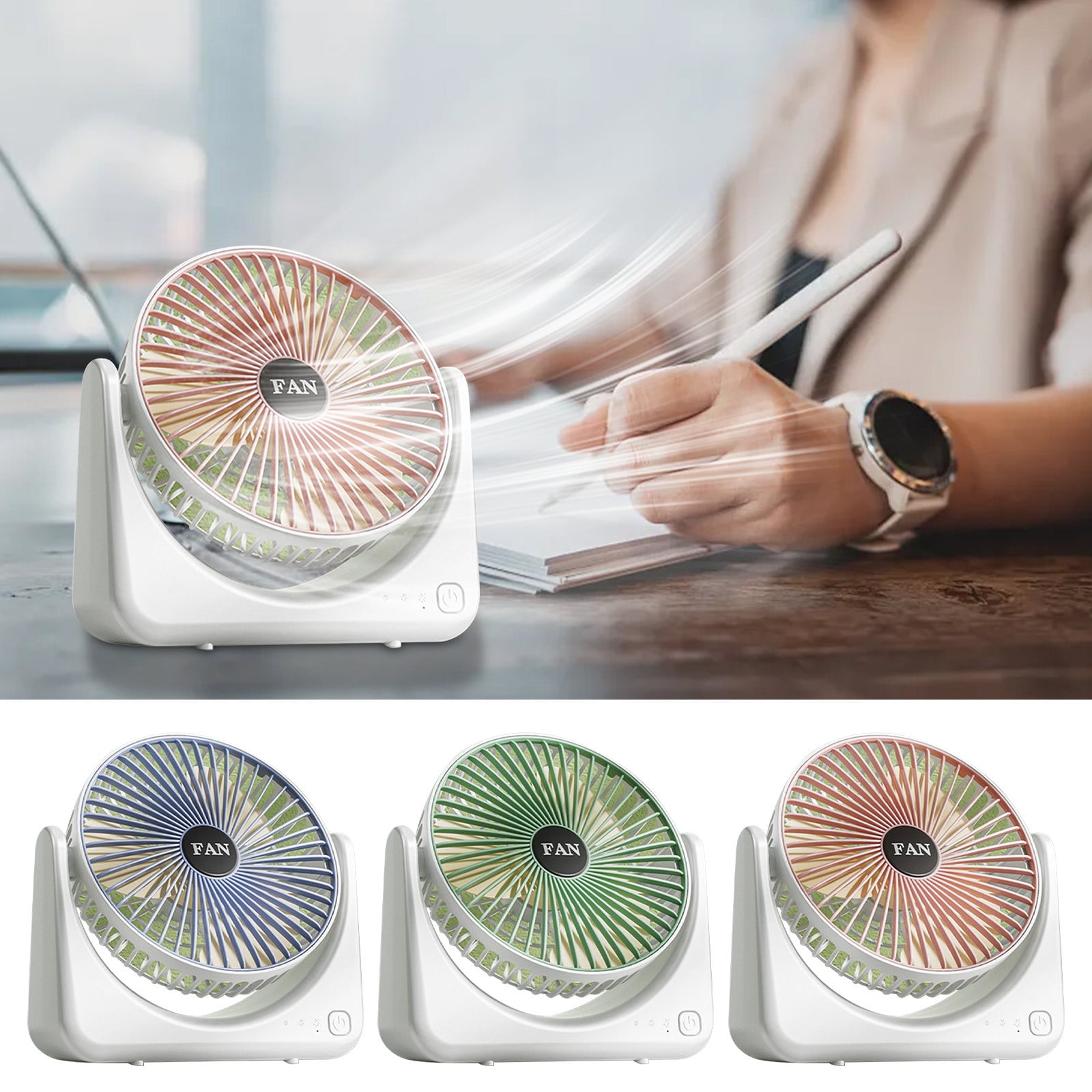 USB Rechargeable Desktop Fan for Students, Silent Oscillating Portable ...
