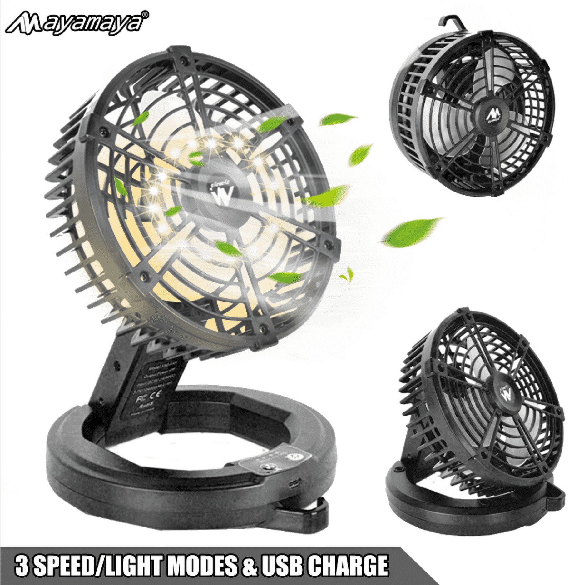 USB Rechargeable Fan with LED Lights, Ayamaya Foldable Portable Mini ...