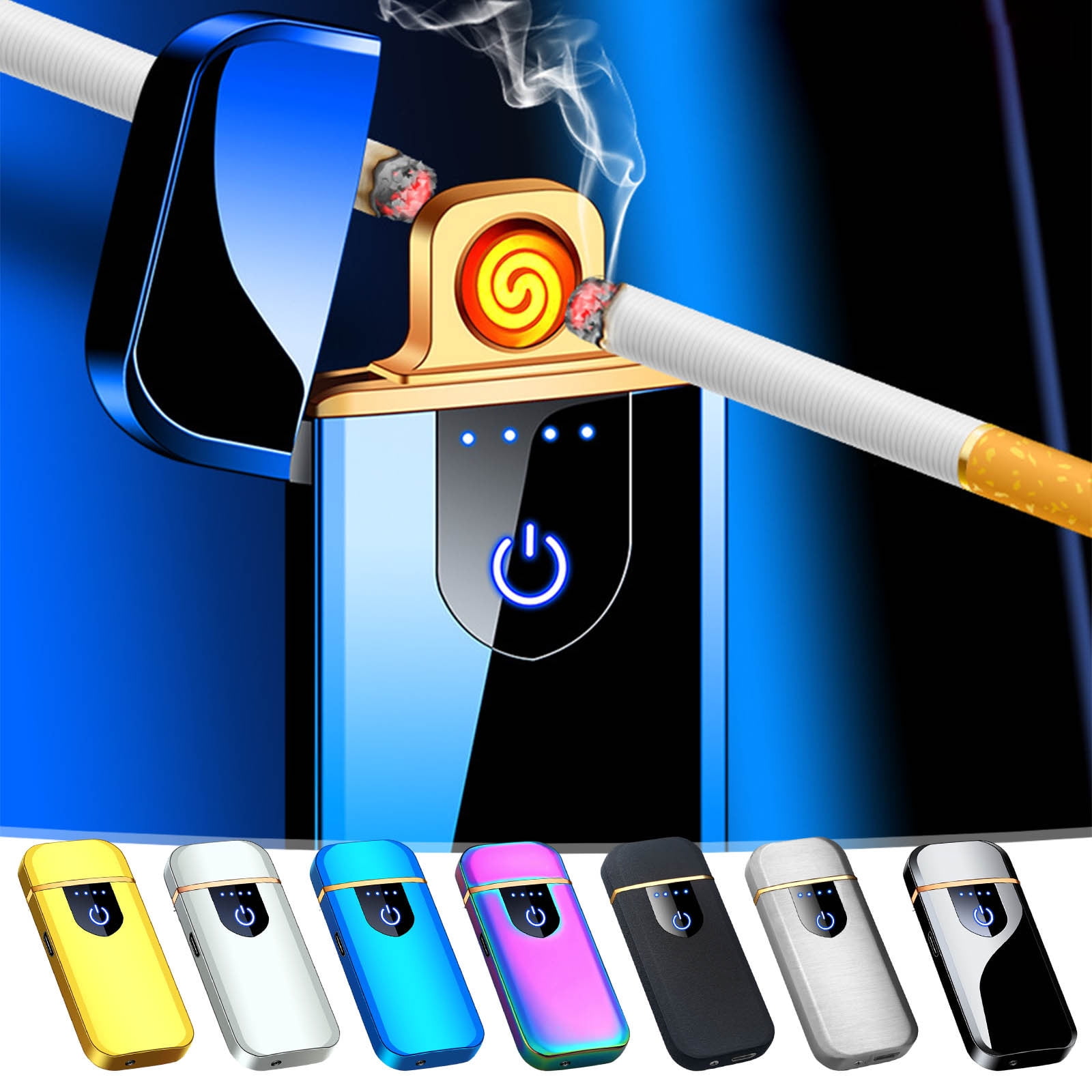 USB Rechargeable Flameless Electric Lighter with Double Arc Ignition ...