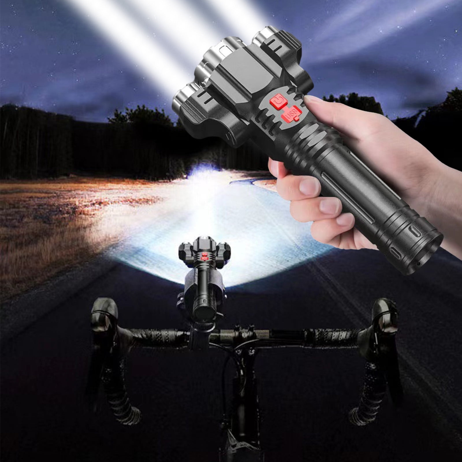 USB Rechargeable Flashlight, 3-Mode 1200mAh Torch with IPX6 Waterproof ...