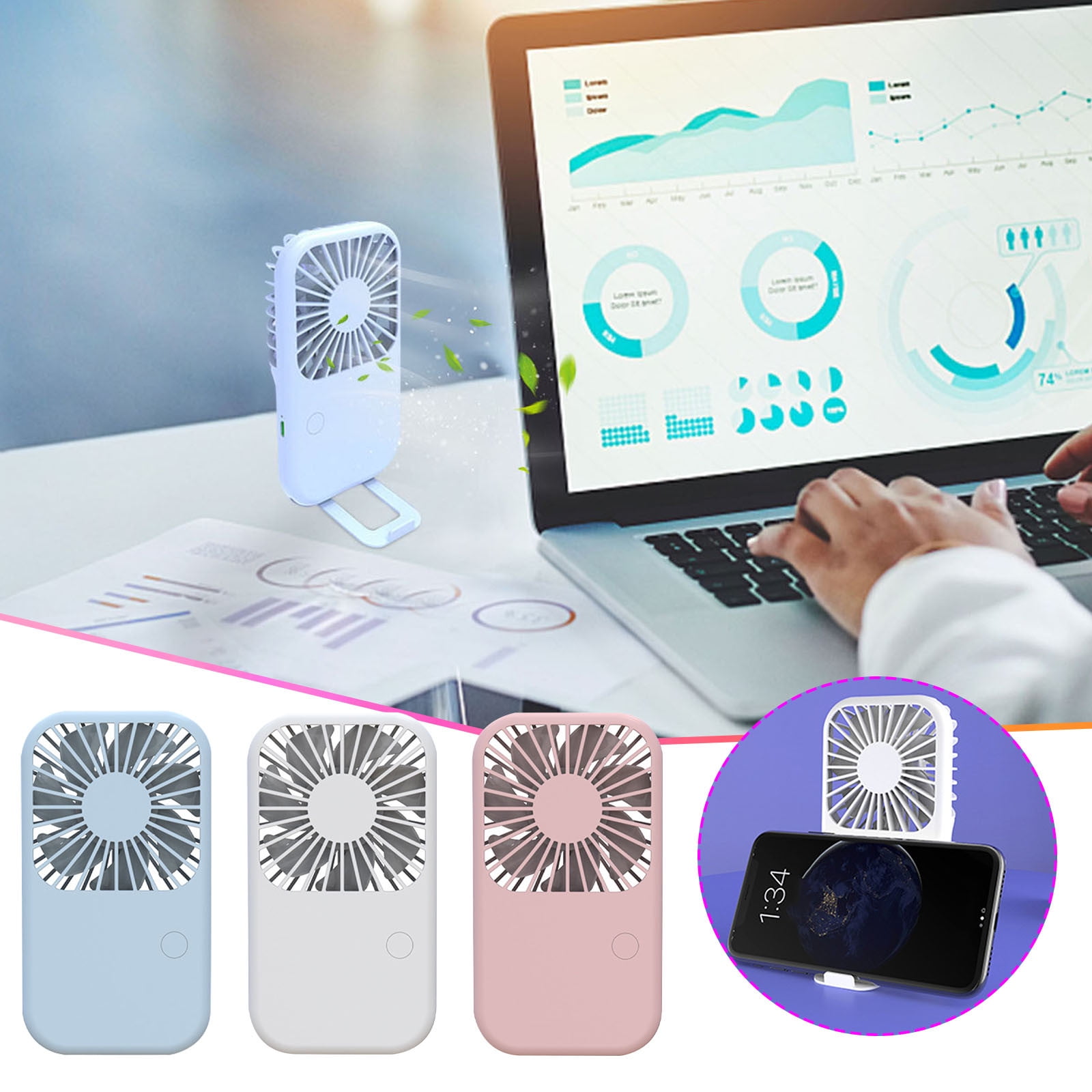 USB Rechargeable Handheld Fan, Compact Portable Design, 4-Speed ...
