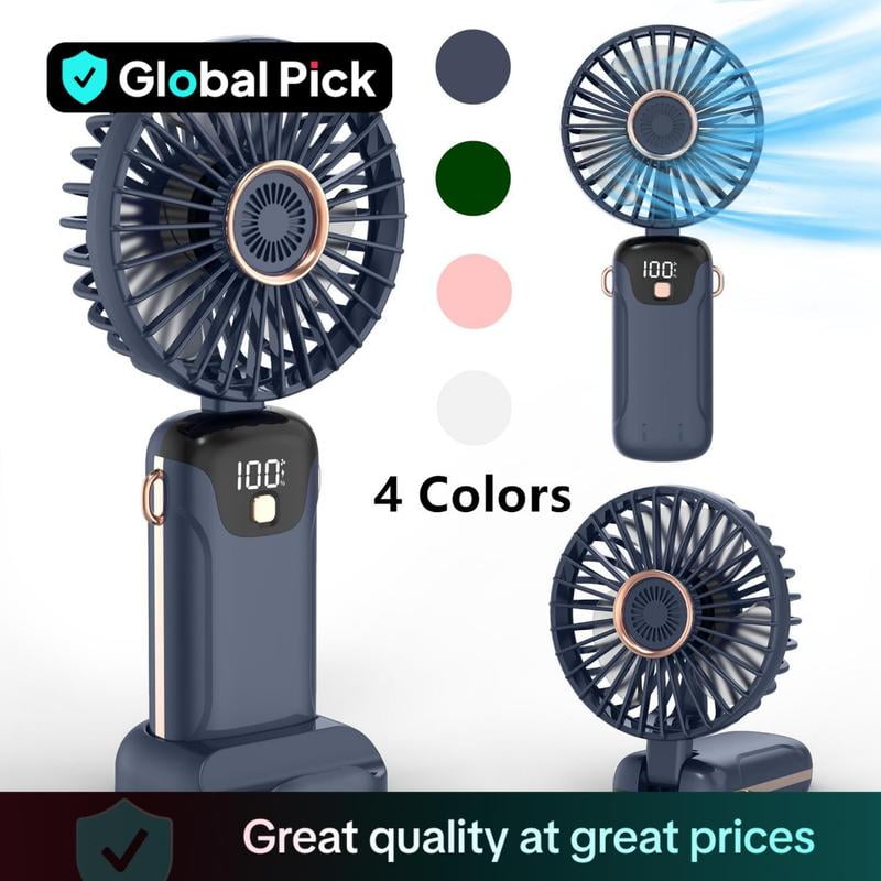 USB Rechargeable Handheld Fan with Phone Holder - 90° Adjustable Mini ...