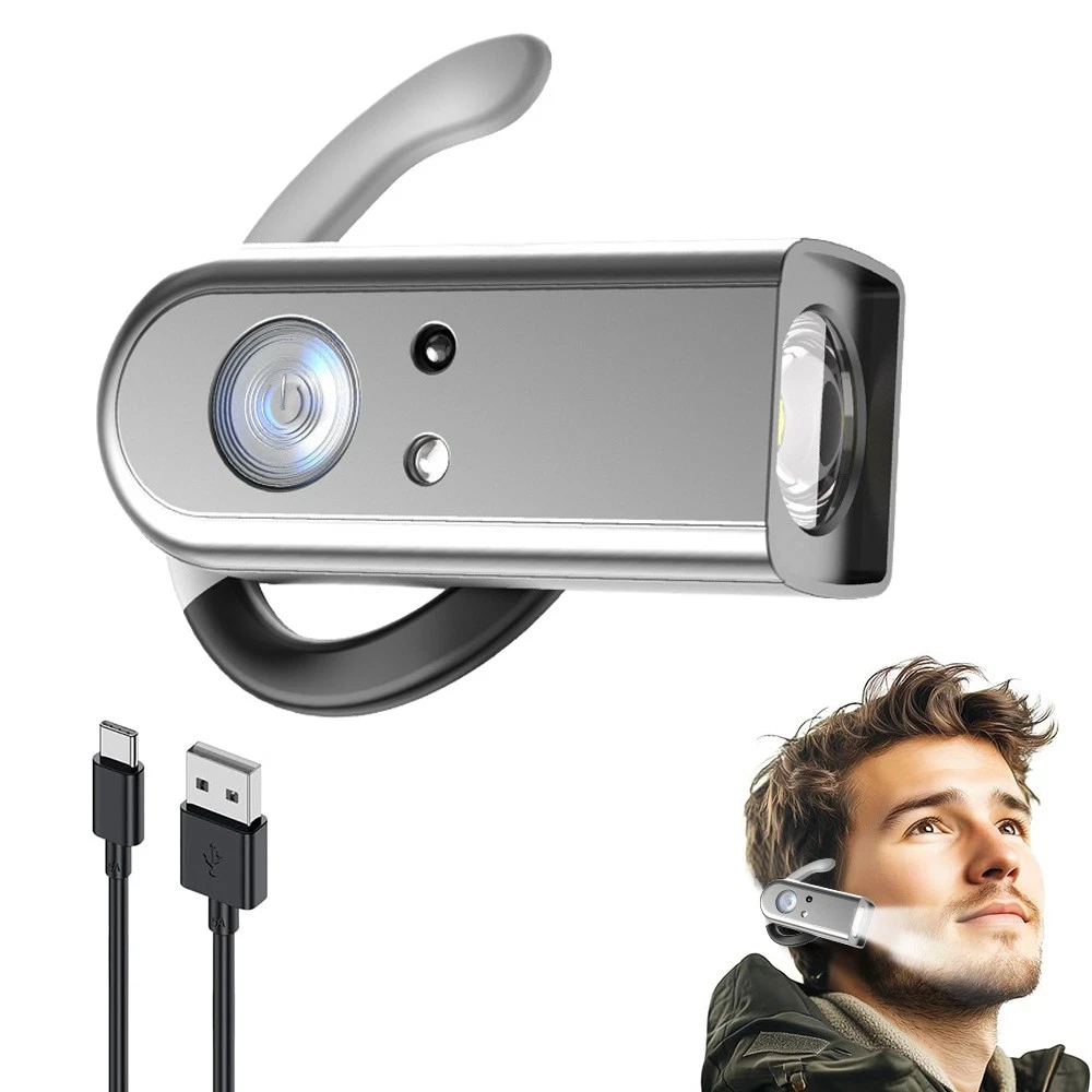 USB Rechargeable Hands-Free LED Ear Headlamp Motion Sensor Magnetic ...