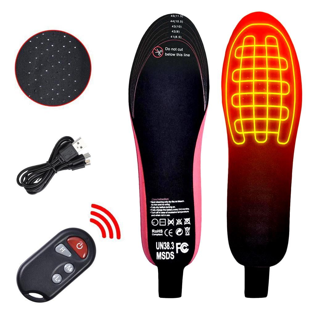 USB Rechargeable Heated Insoles Winter Heated Shoes Pad Remote Control ...