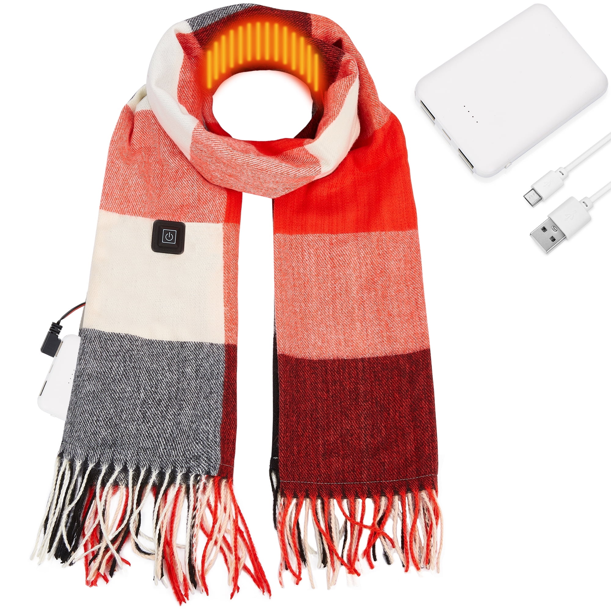 USB Rechargeable Heated Scarf with Adjustable Heating, Washable, Neck ...