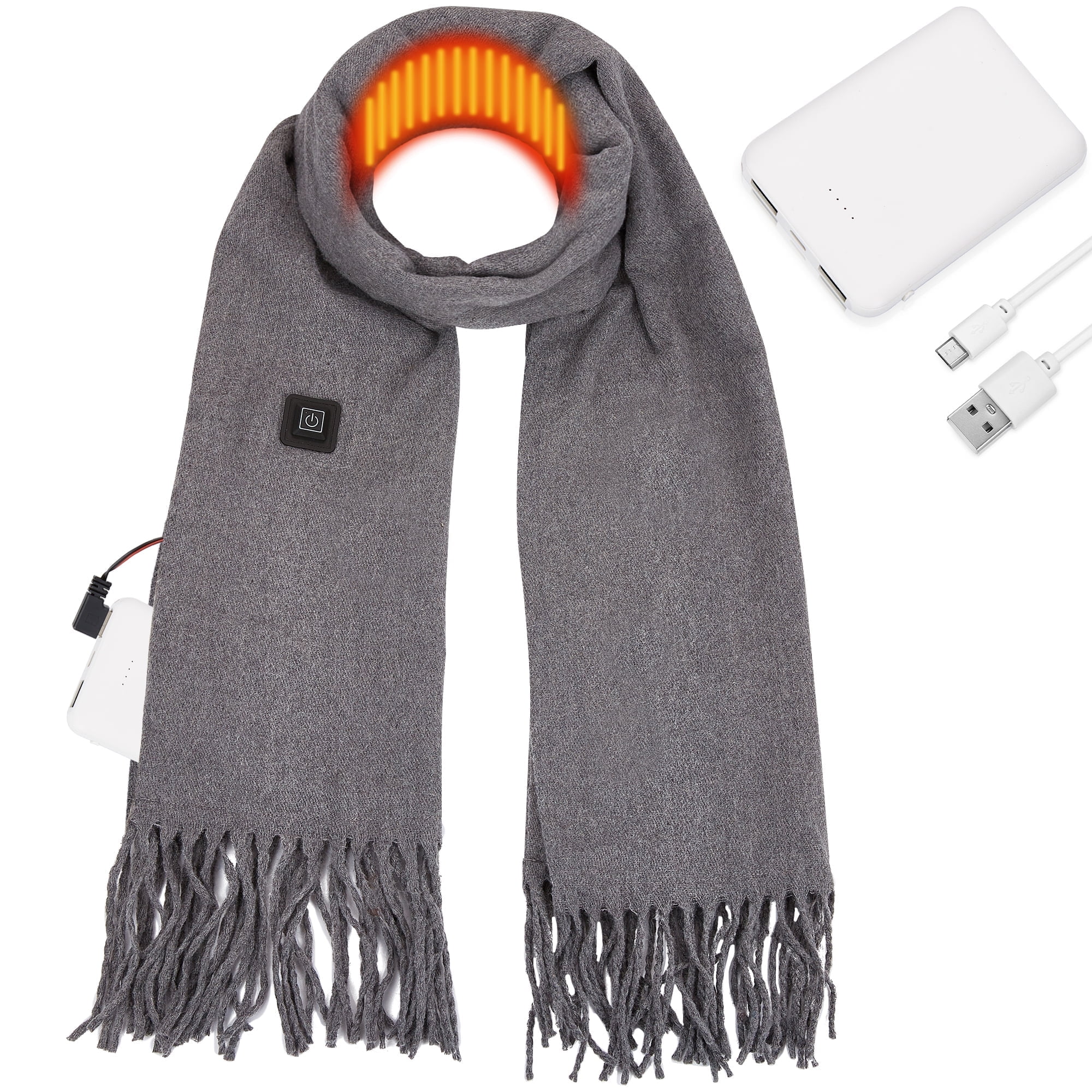 USB Rechargeable Heated Scarf Electric Heating Scarf with Neck Heating ...