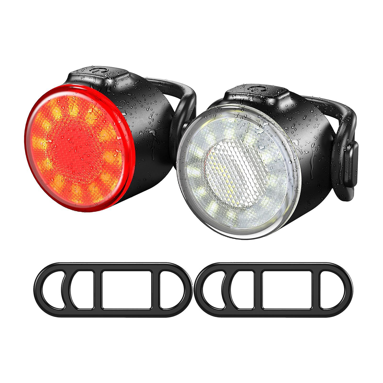 USB Rechargeable LED Bicycle Headlight Bike Head Light Front Rear Lamp ...