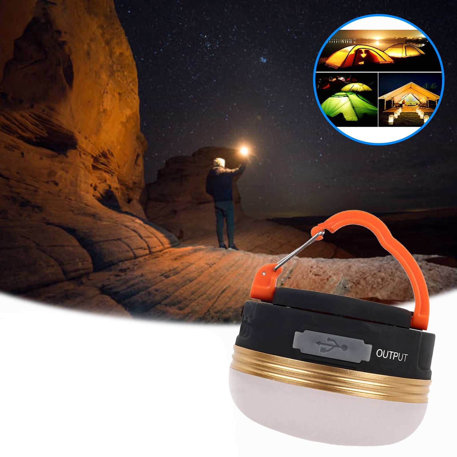 USB Rechargeable LED Lantern, Portable Camping Tent Light, Dual USB ...