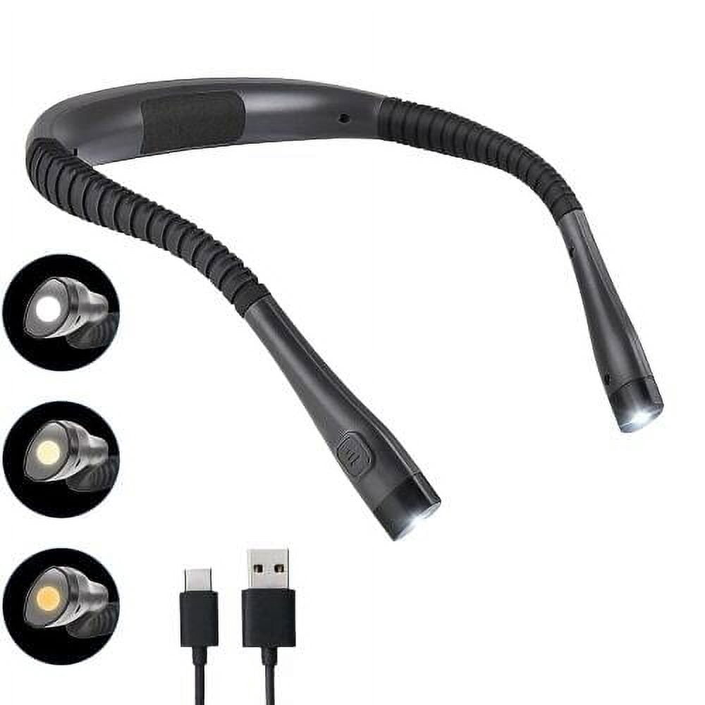 USB Rechargeable LED Neck Light Book Light for Reading in Bed Crafting ...