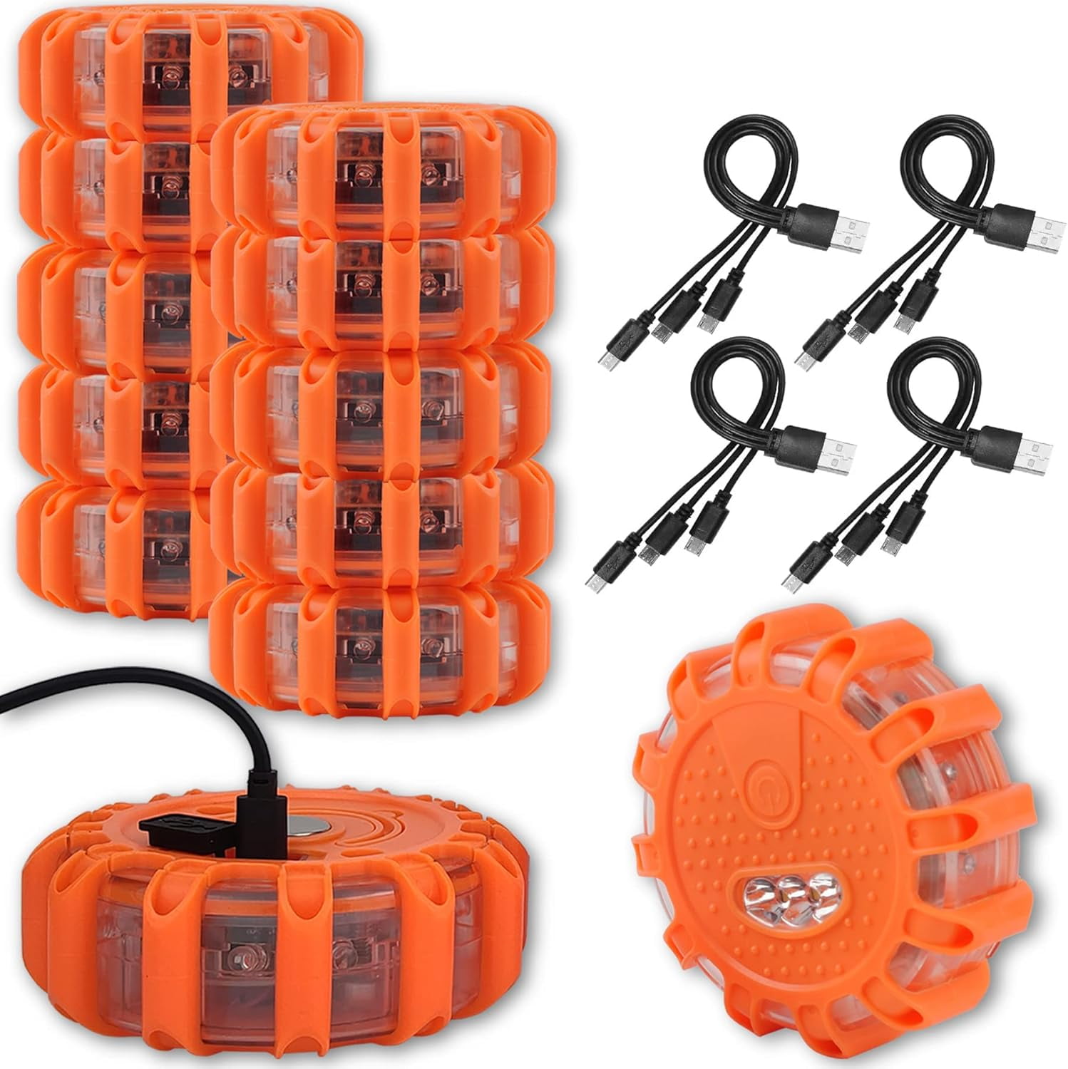 USB Rechargeable LED Road Flares Emergency Lights-Roadside Warning Car ...