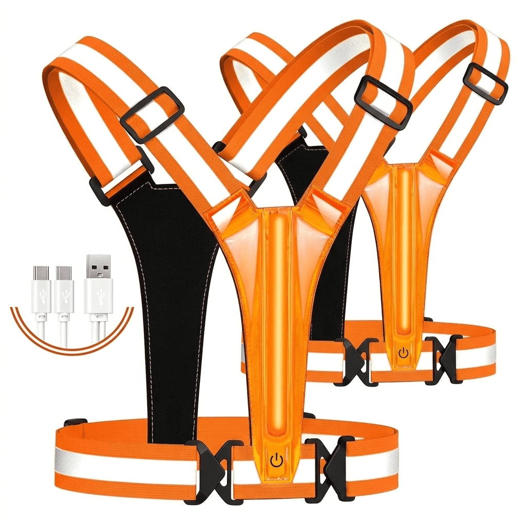 USB Rechargeable LED Safety Vest, 5-Color 3-Mode Light Up Reflective ...