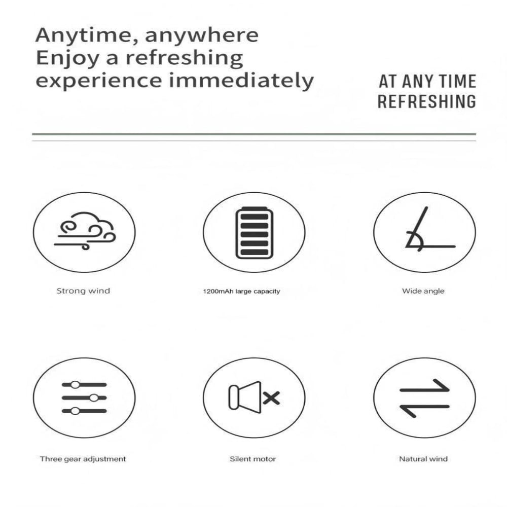 USB Rechargeable Neck Fan Lightweight Hands-Free Cooling for Travel ...