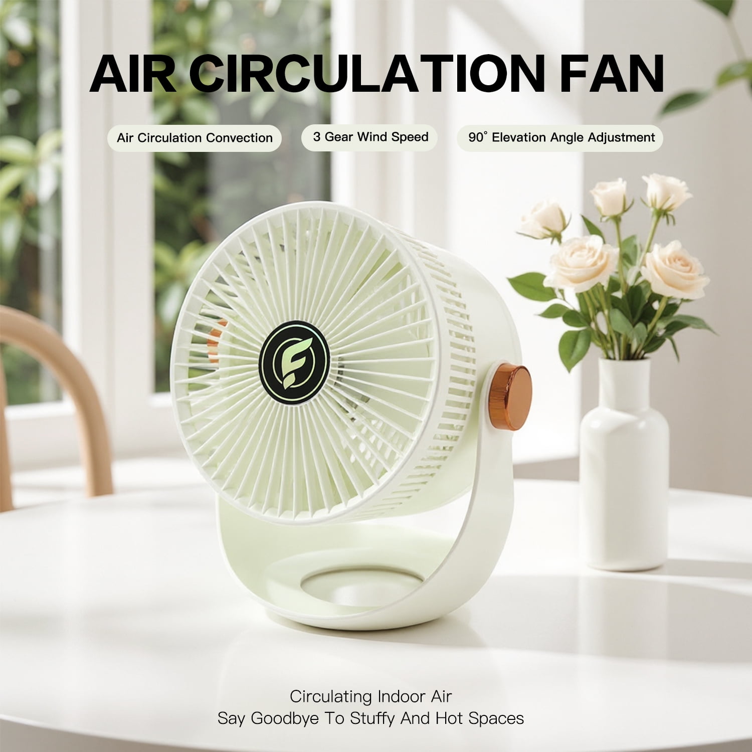 USB Rechargeable Personal Cooling Fan, 360° Rotation, 2400mAh Portable ...