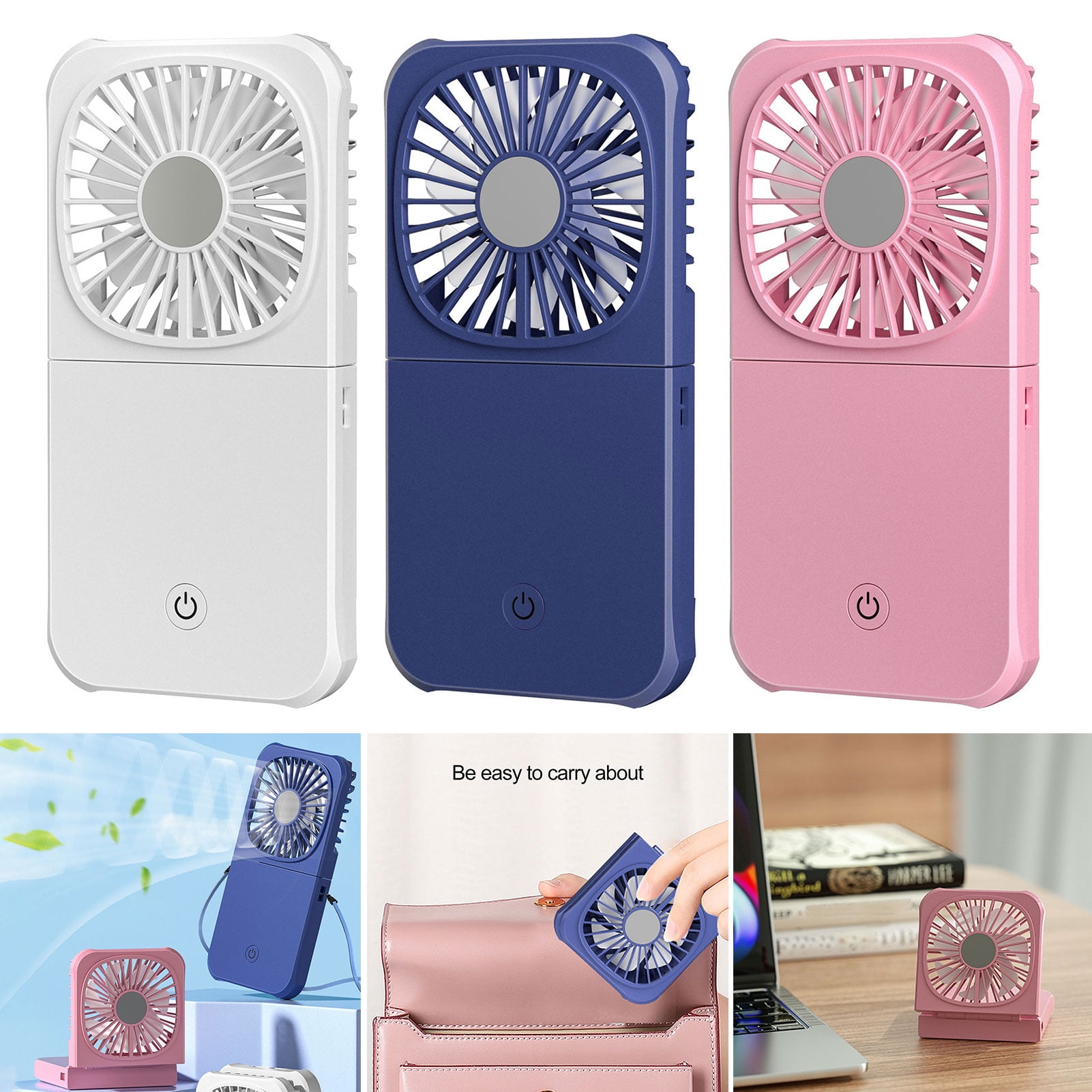 USB Rechargeable Portable Fan with Hanging Hole, 180-Degree Adjustable ...