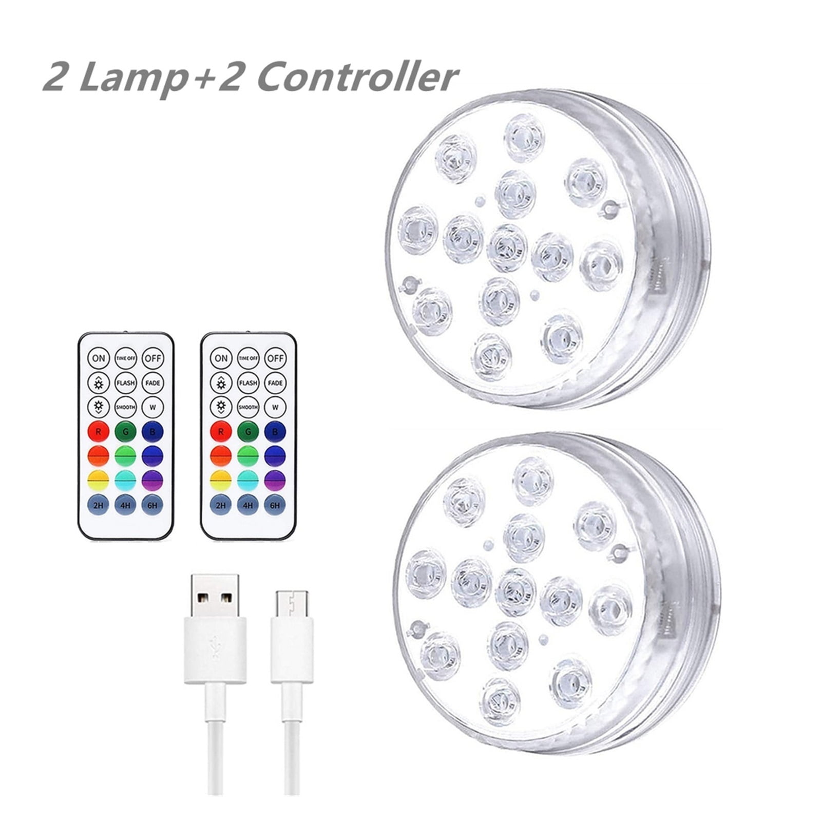 USB Rechargeable RGB Swimming Pool Light 13 LED Underwater Lamp Remote ...