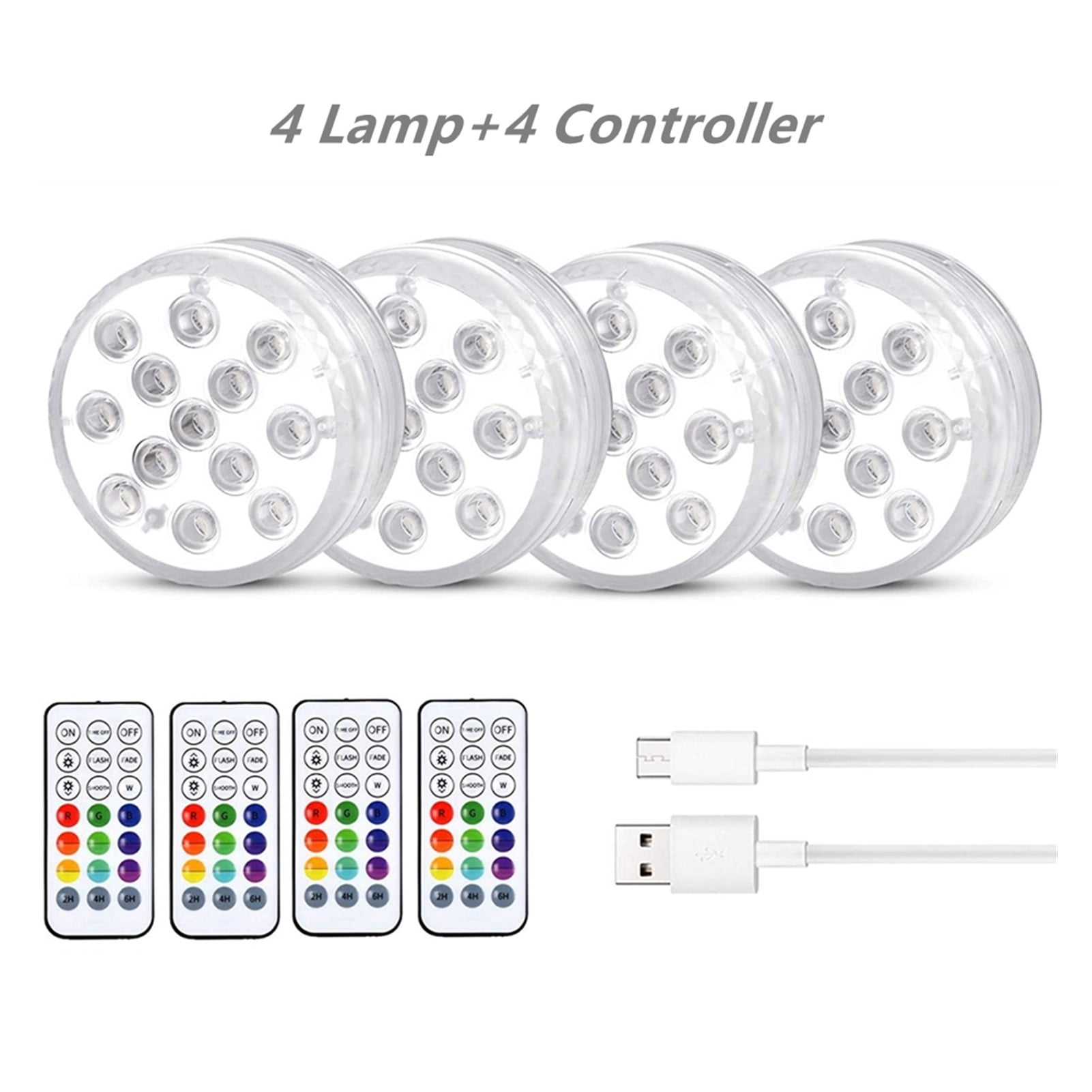 USB Rechargeable RGB Swimming Pool Light 13 LED Underwater Lamp Remote ...