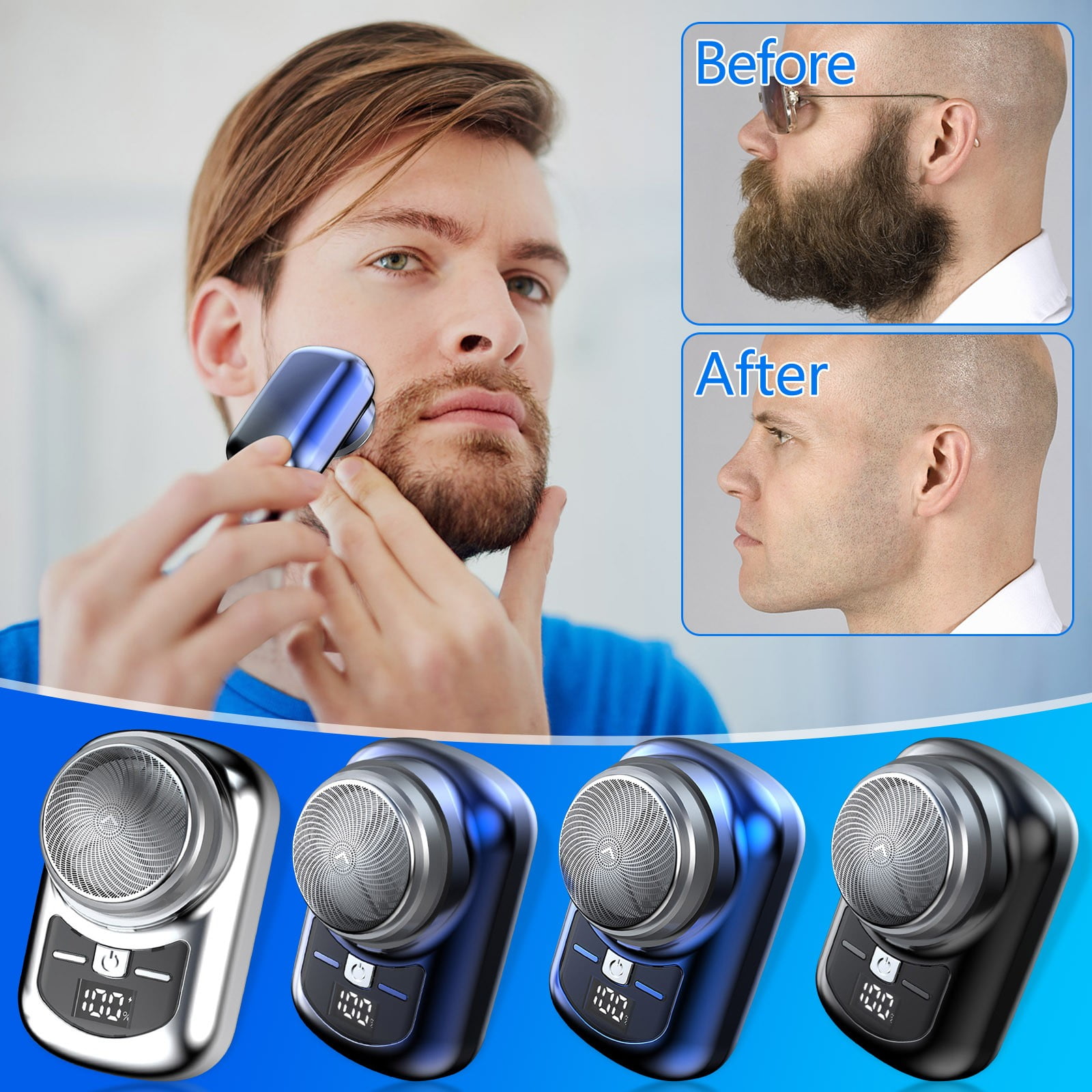 USB Rechargeable Shaver for Men | Mini Portable Wet & Dry Rotary Face ...