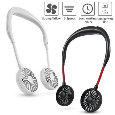 USB Rechargeable Wearable Portable Hand Free Neckband Fan Personal Mini ...