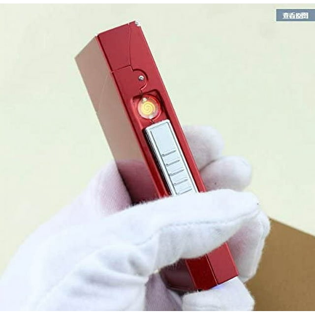 USB Rechargeable Windproof Metal Electric Built-in Flame Less Lighter ...